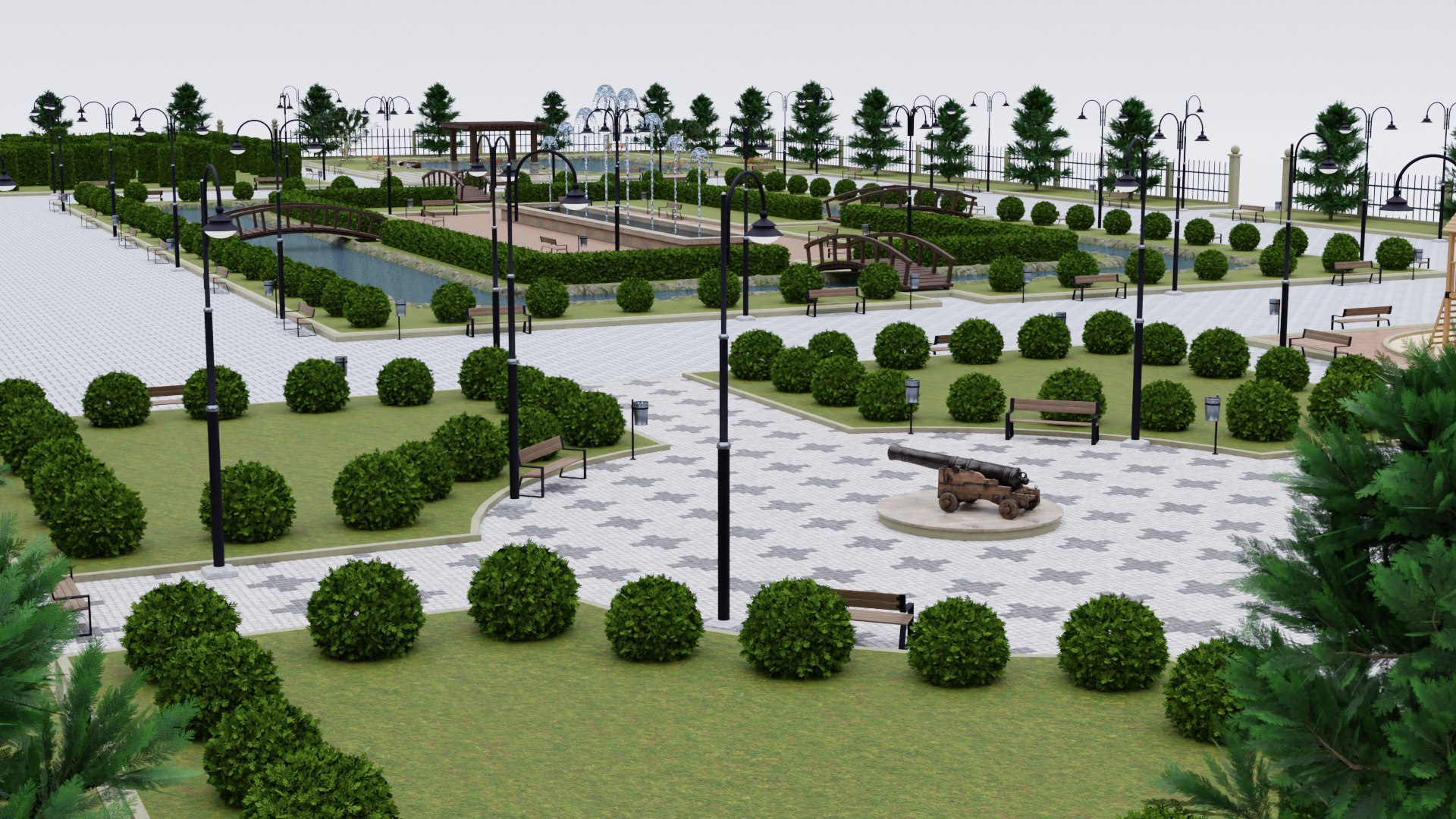3D Garden Park Modular Model - TurboSquid 1898121