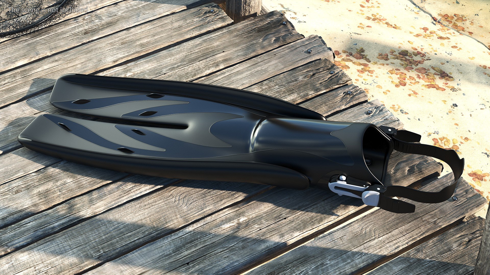 3D Black Open Heel Split Fin Model - TurboSquid 2147246