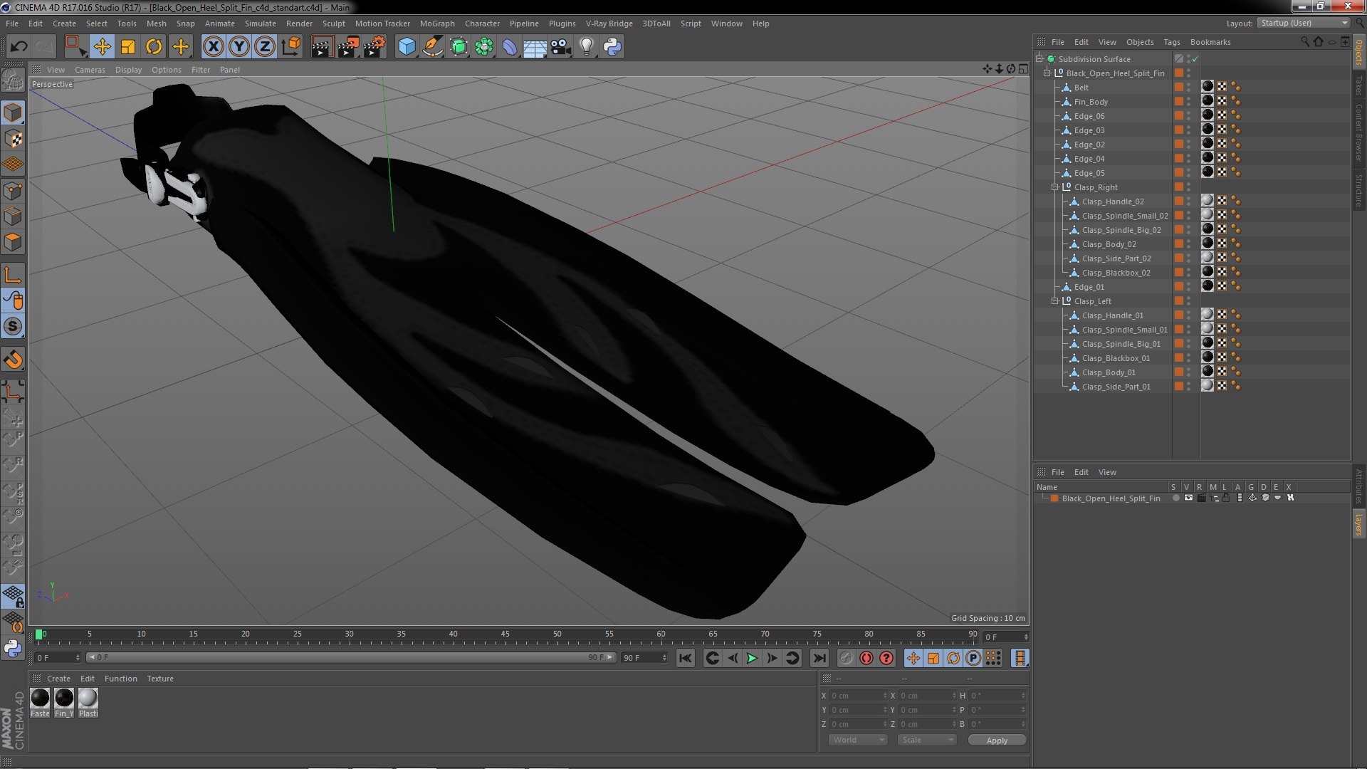 3D Black Open Heel Split Fin Model - TurboSquid 2147246