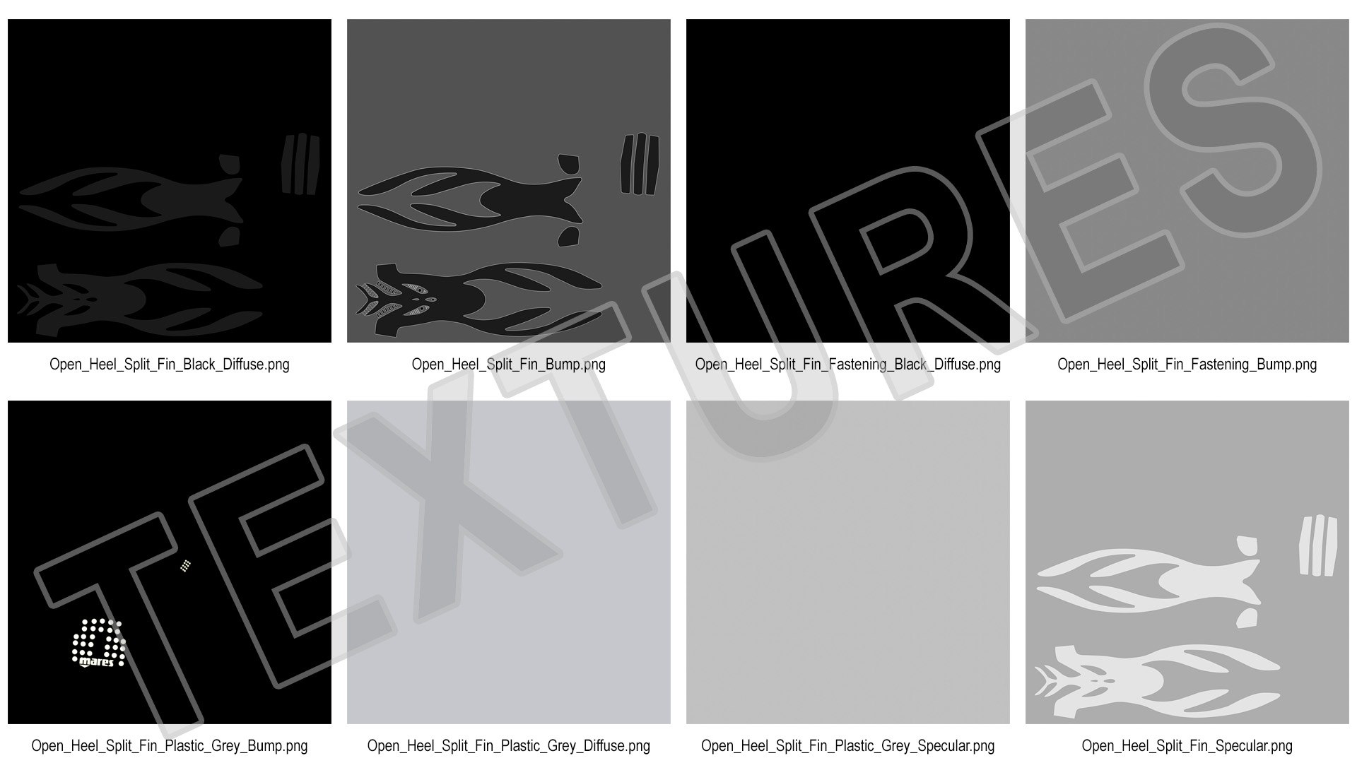 3D Black Open Heel Split Fin Model - TurboSquid 2147246