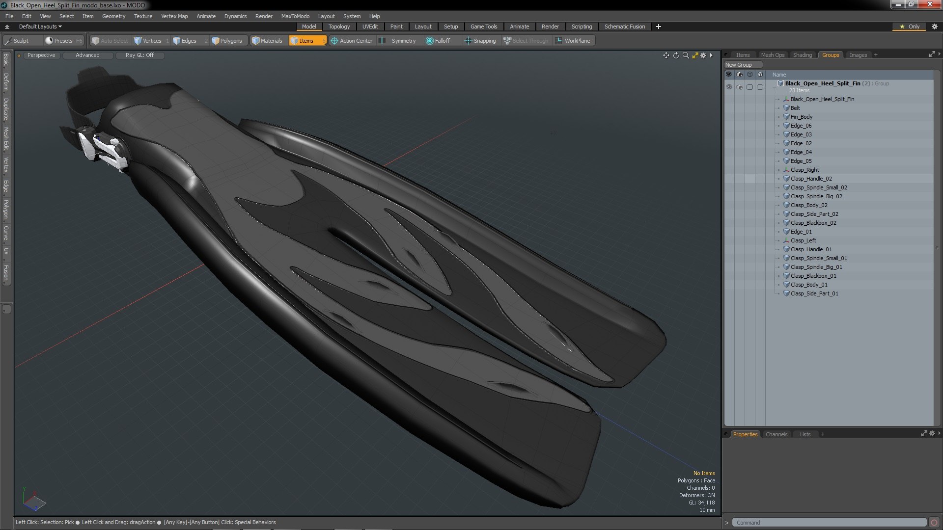 3D Black Open Heel Split Fin Model - TurboSquid 2147246
