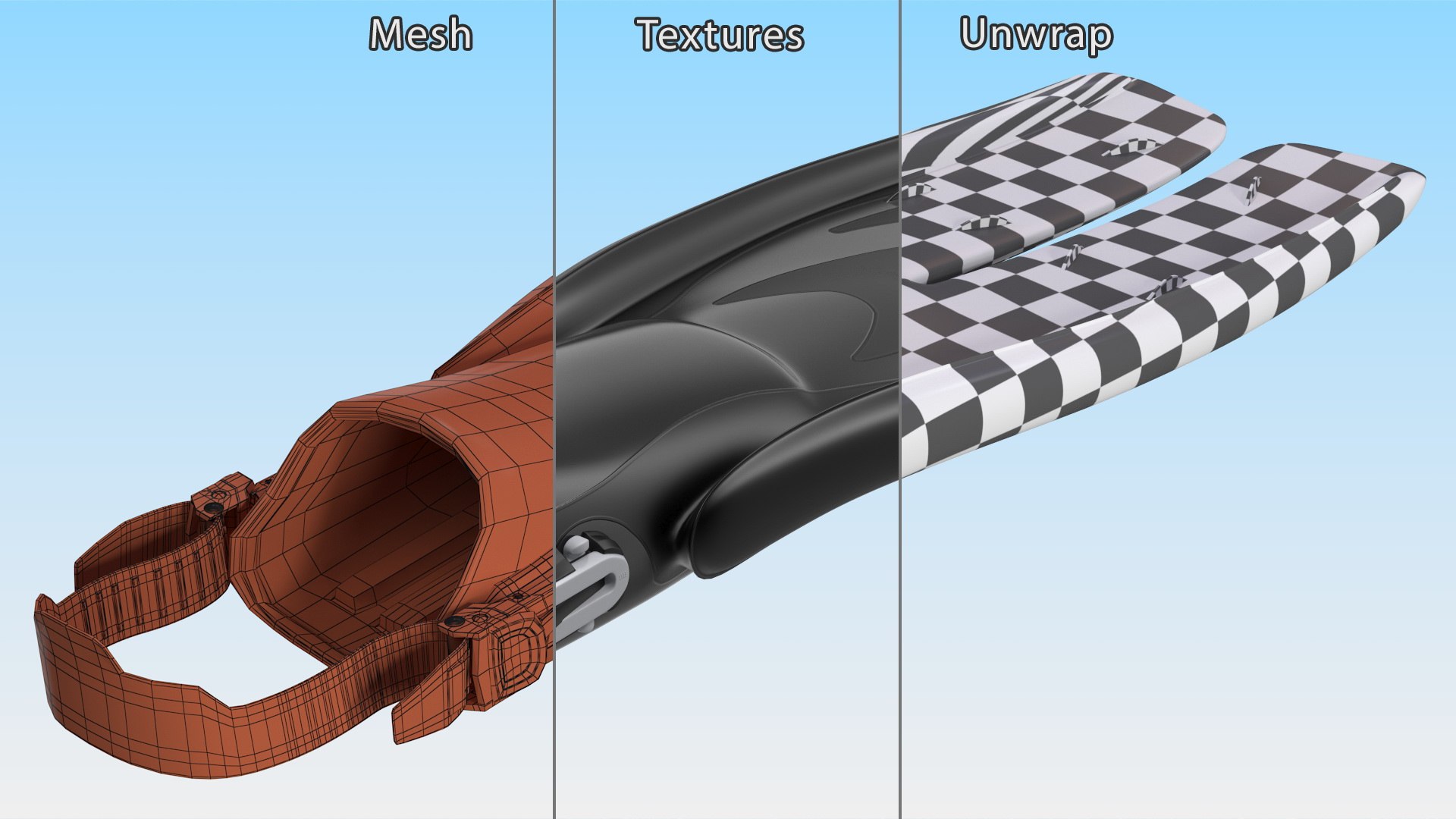 3D Black Open Heel Split Fin Model - TurboSquid 2147246