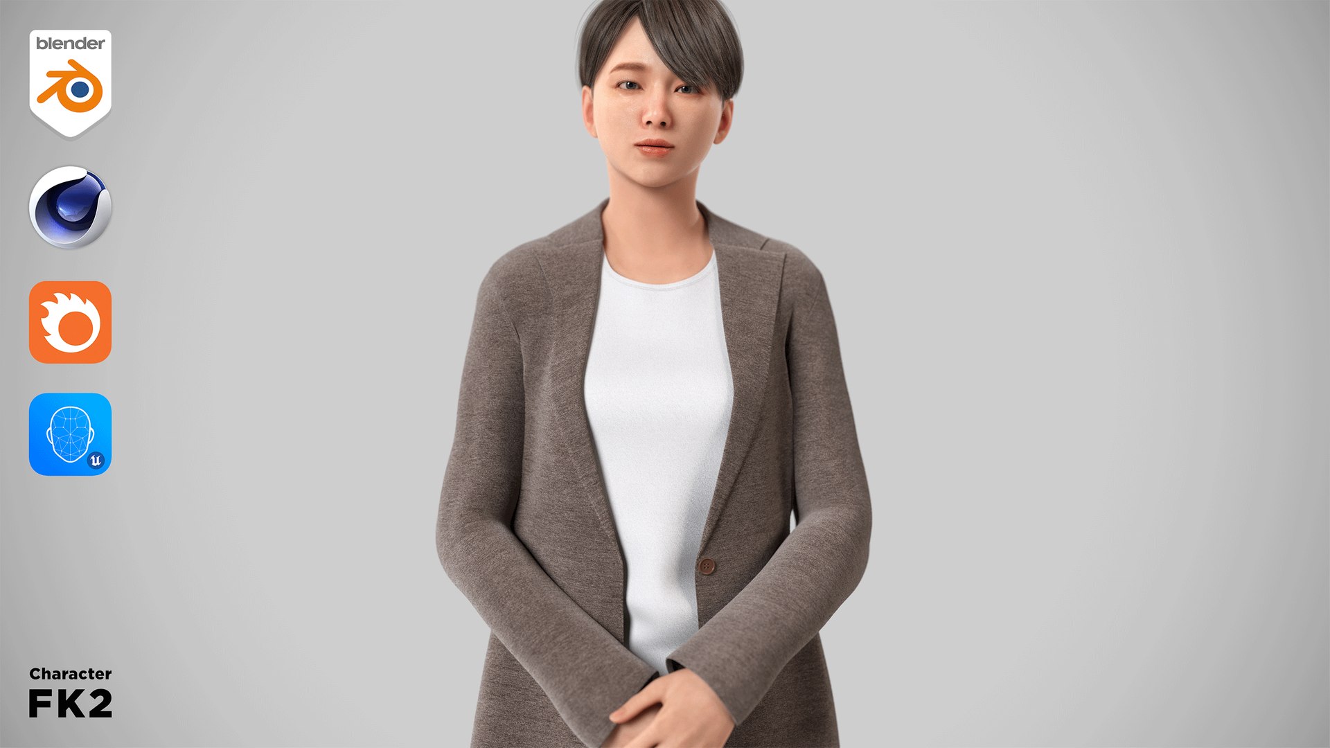 3D Model Rigged Modular Character - Asian Woman 3D Model - FK2 ...