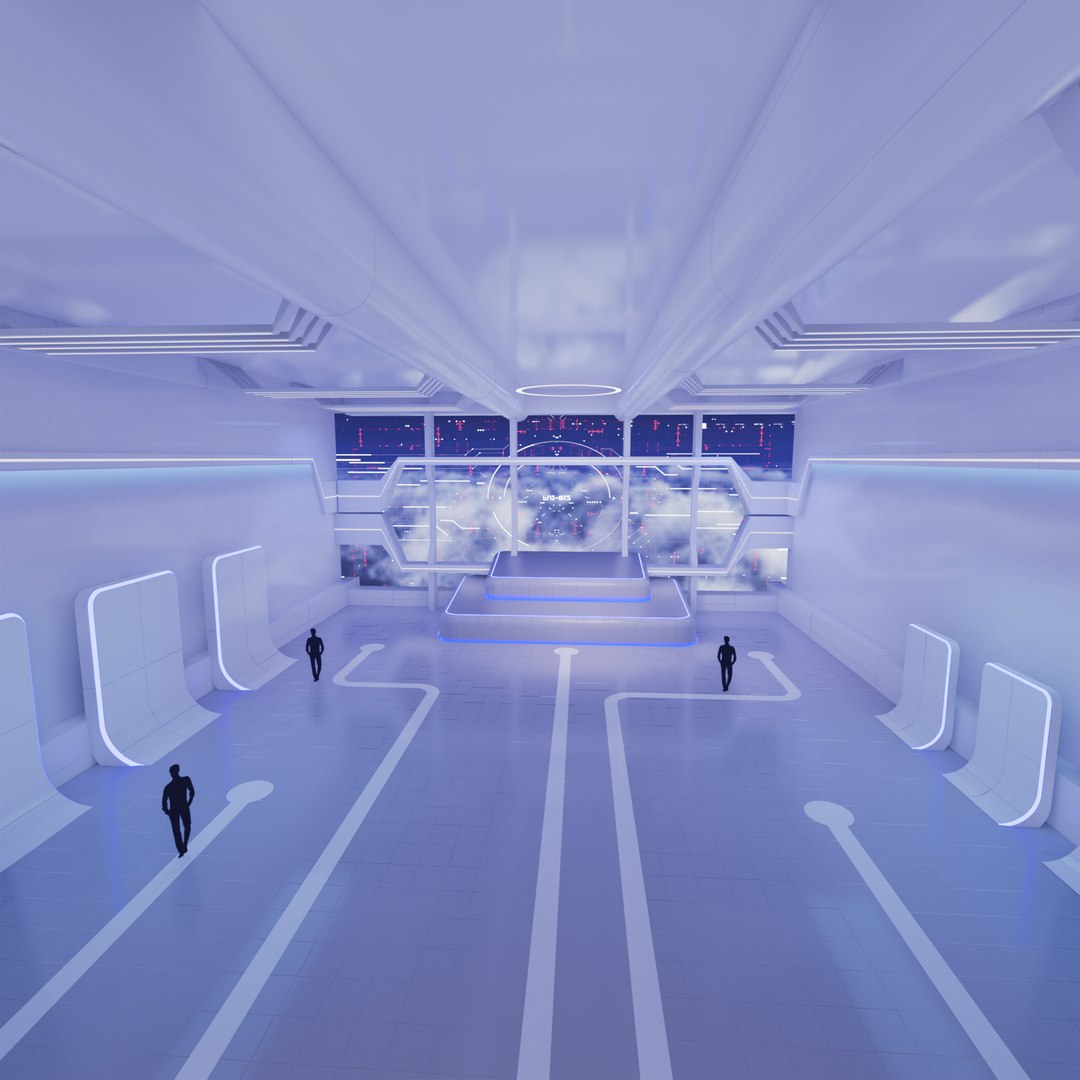 3D Sci Fi Exhibition Hall Interior With Real World - TurboSquid 2324502