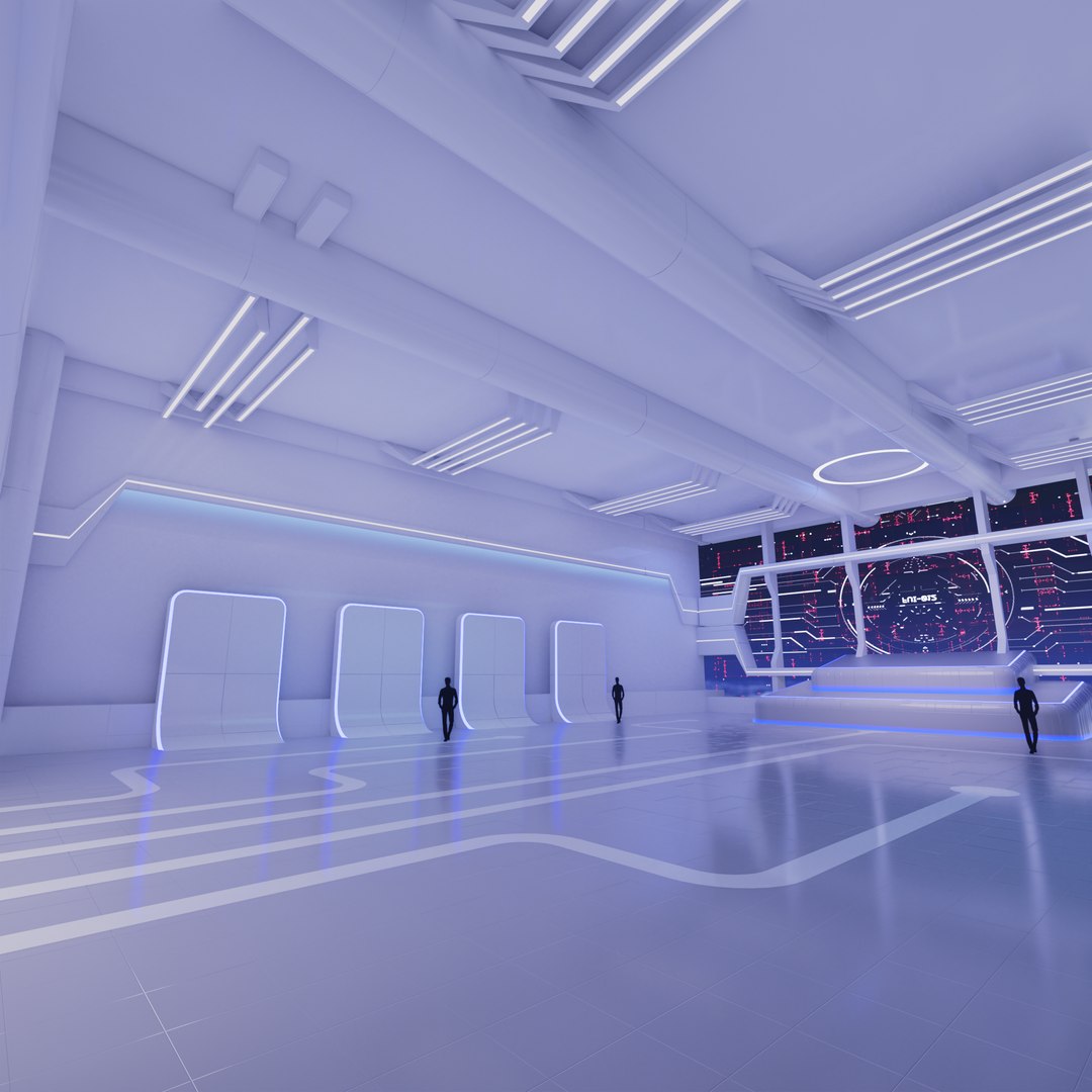 3D Sci Fi Exhibition Hall Interior With Real World - TurboSquid 2324502