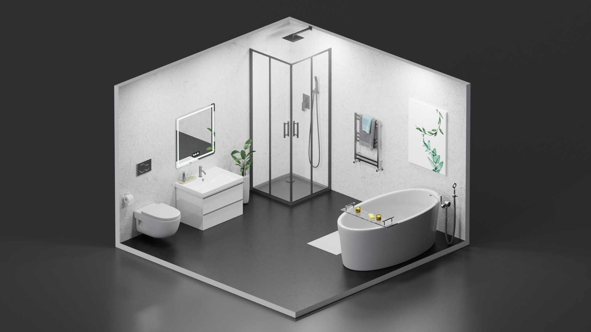 Bathroom Isometric Interior Design 3D Model - TurboSquid 2096853