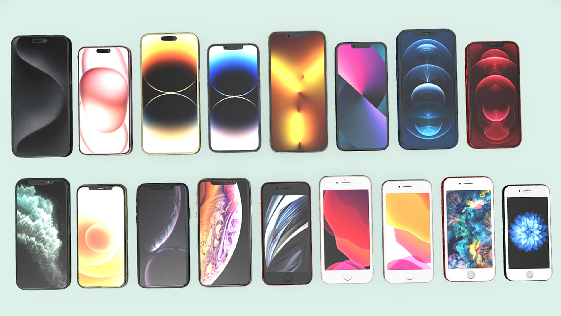 Apple iPhones Mobiles Bundle Pack 3D model - TurboSquid 2168057