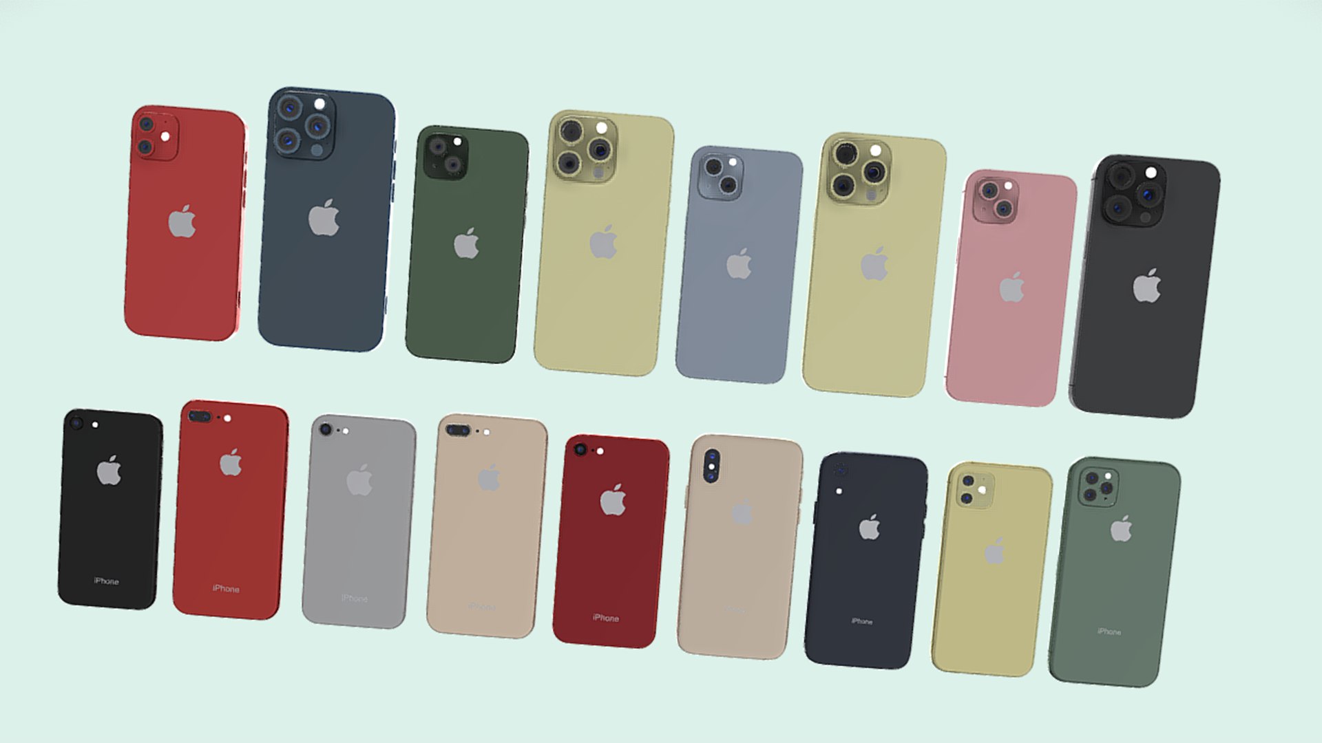 Apple iPhones Mobiles Bundle Pack 3D model - TurboSquid 2168057