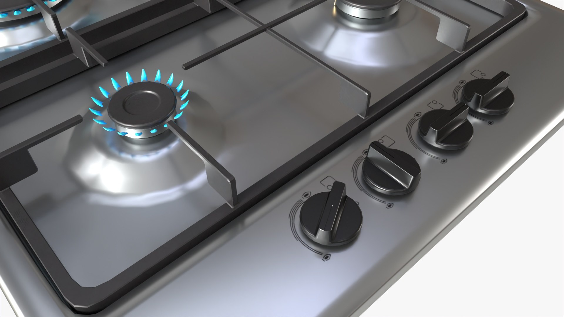 3D Gas Hob 4 Burners White - TurboSquid 2027545