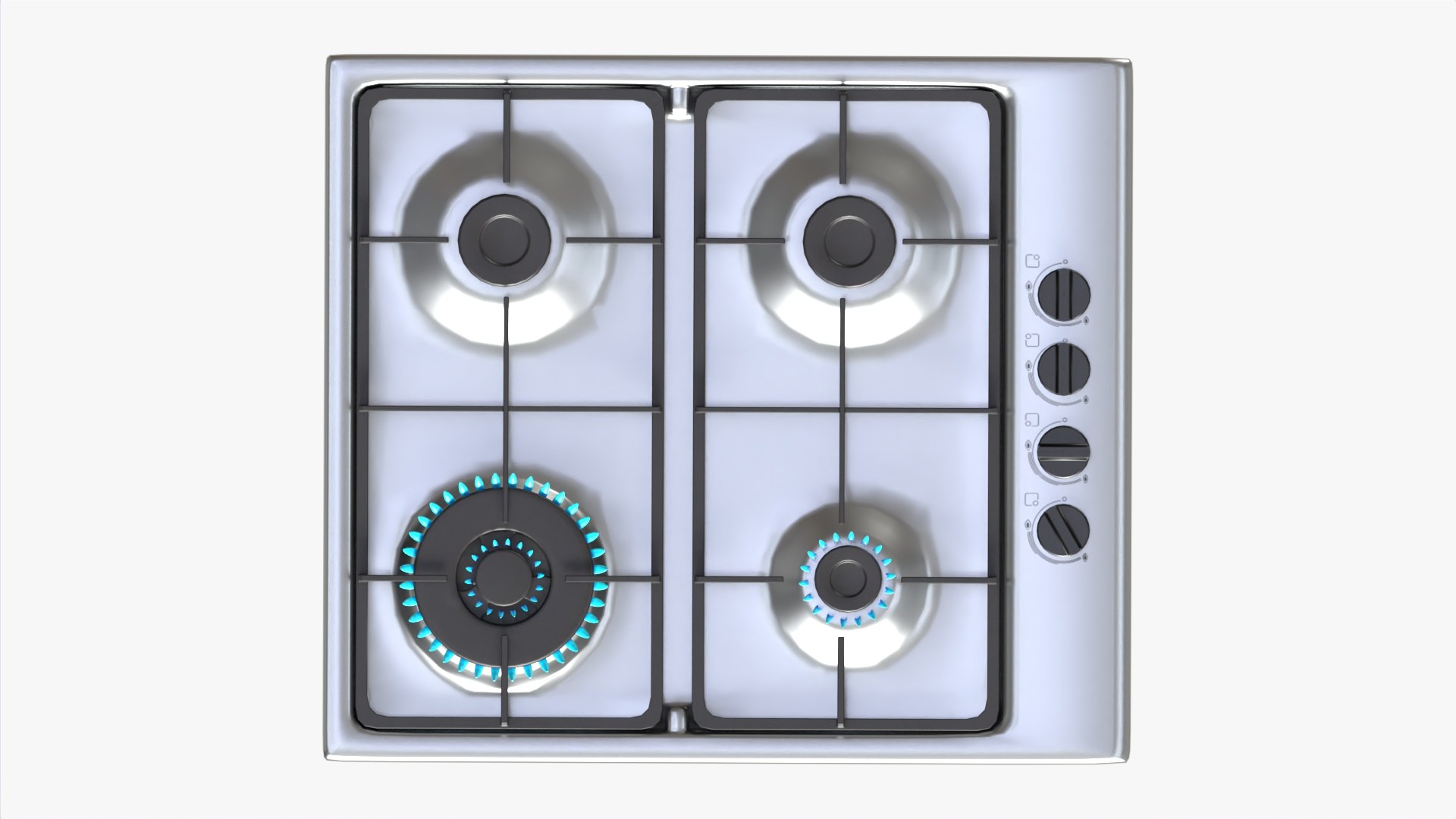 3D Gas Hob 4 Burners White - TurboSquid 2027545