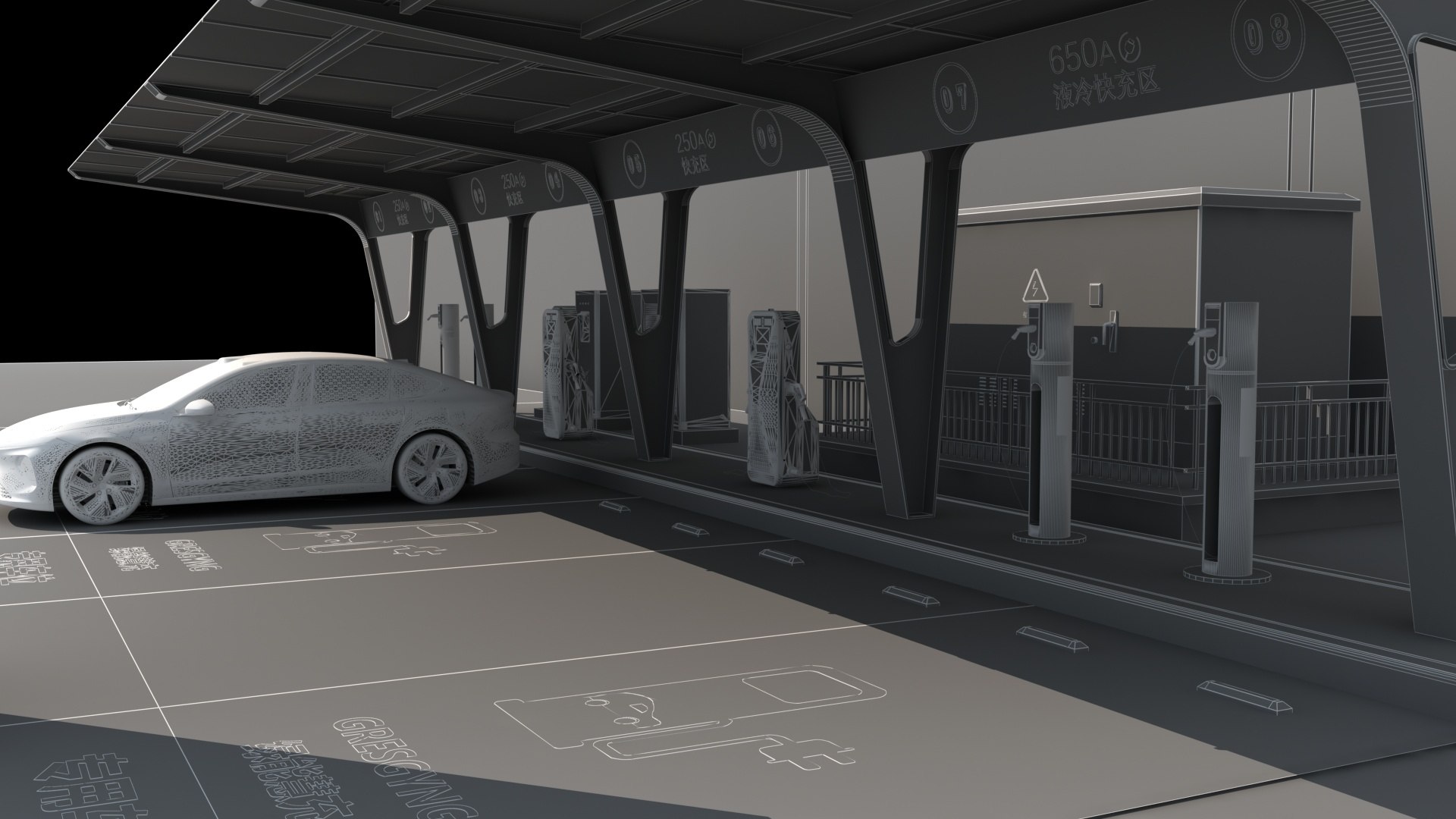 3D EV Charging Station 2 - TurboSquid 2245405