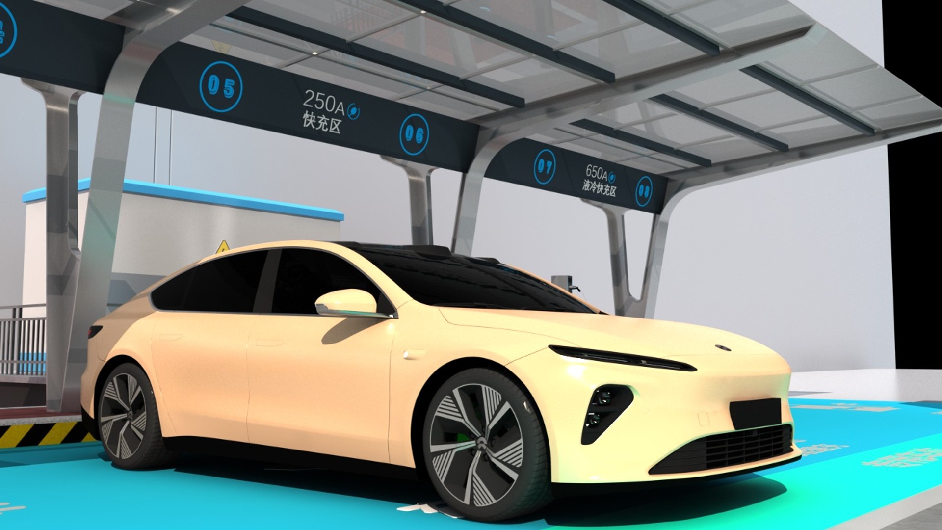3D EV Charging Station 2 - TurboSquid 2245405