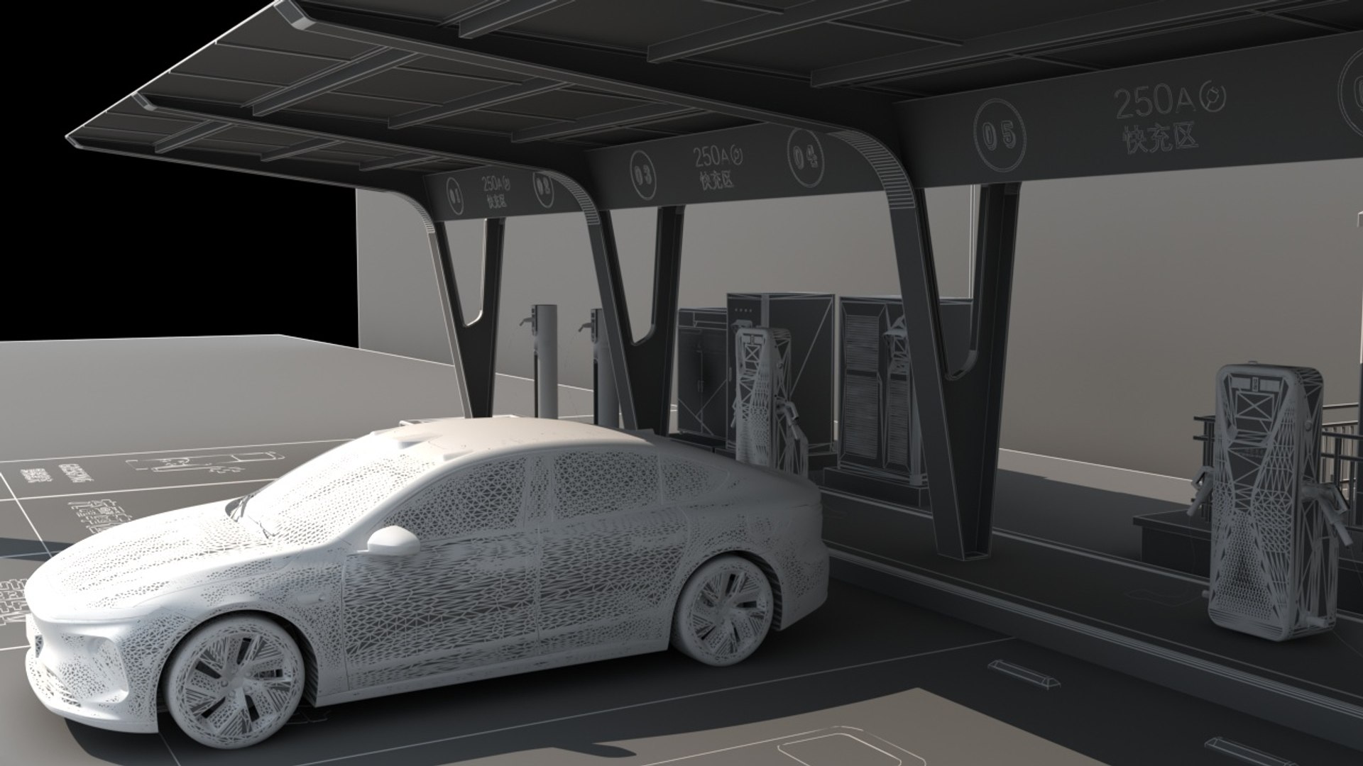 3D EV Charging Station 2 - TurboSquid 2245405