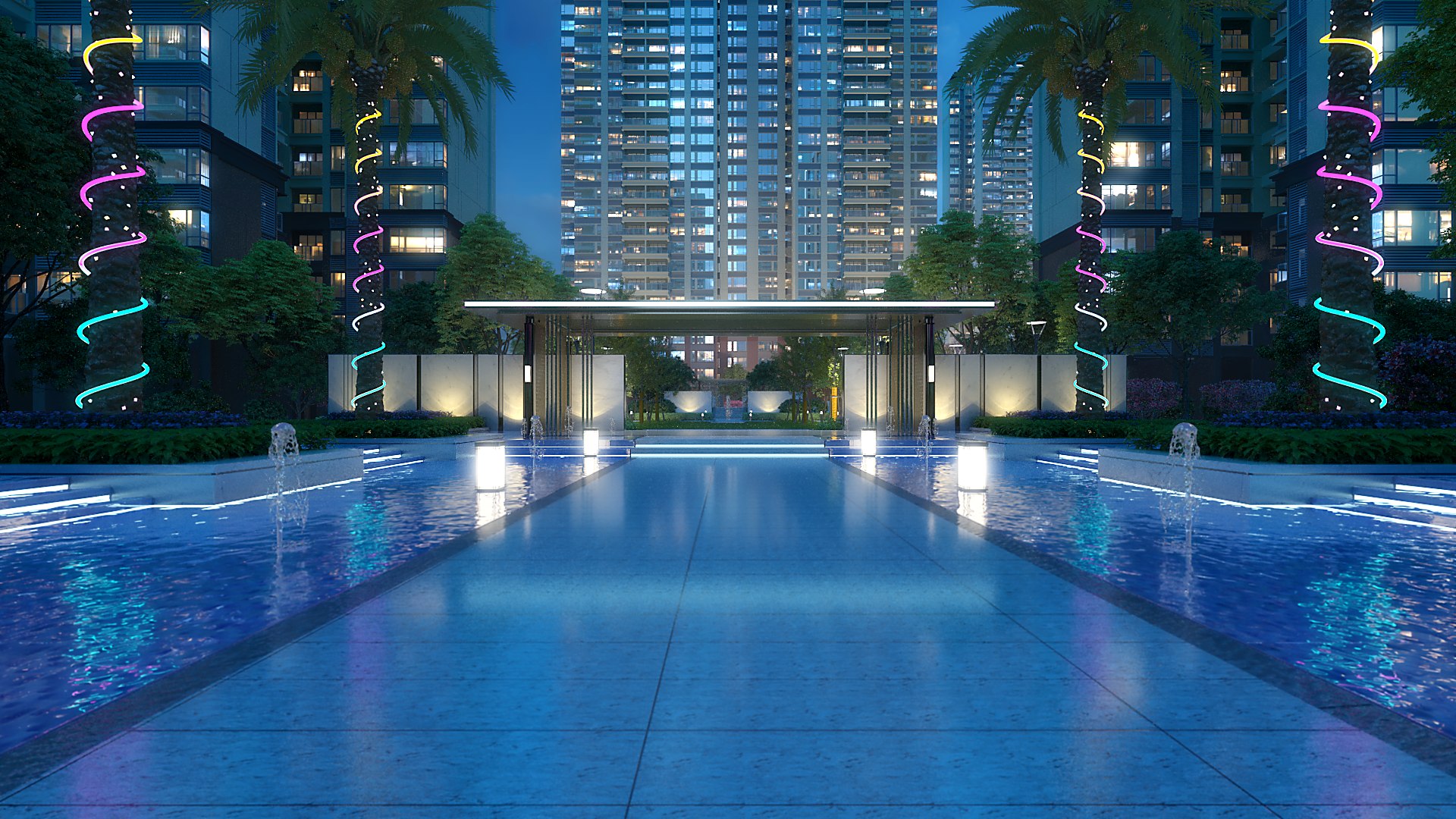 3D Architectural Animation Night Scene Model - TurboSquid 2259408