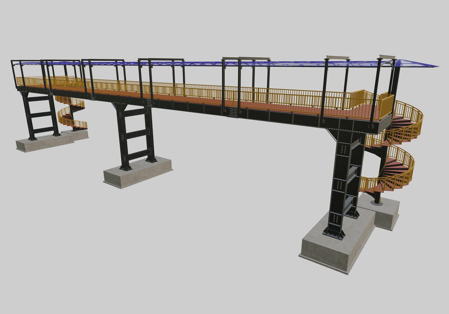 3D Steel Pedestrian Bridge-Spiral Stair-Straight Type-14 - TurboSquid ...
