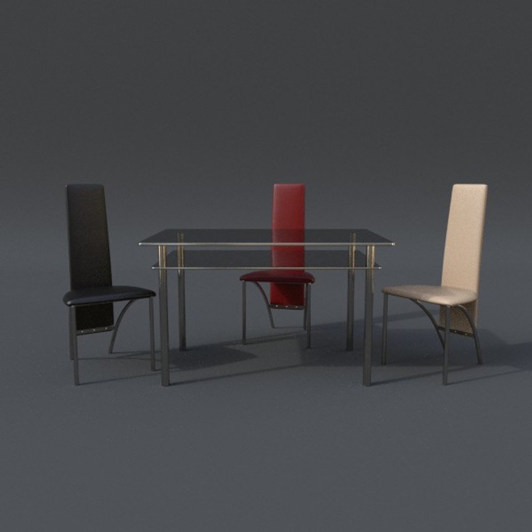 3d model table chair set
