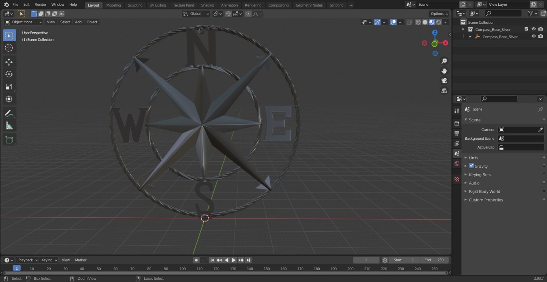 Compass Rose Silver 3D model - TurboSquid 1832860
