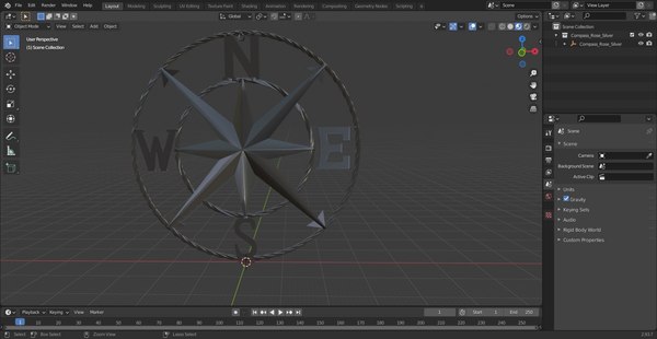 Compass Rose Silver 3D model - TurboSquid 1832860