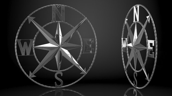 Compass Rose Silver 3D model - TurboSquid 1832860