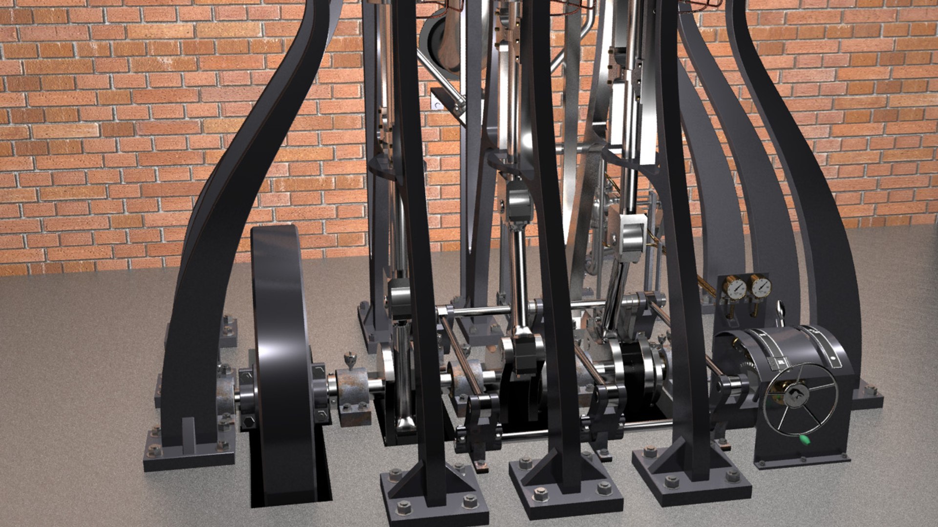 3dsmax piston steam engine