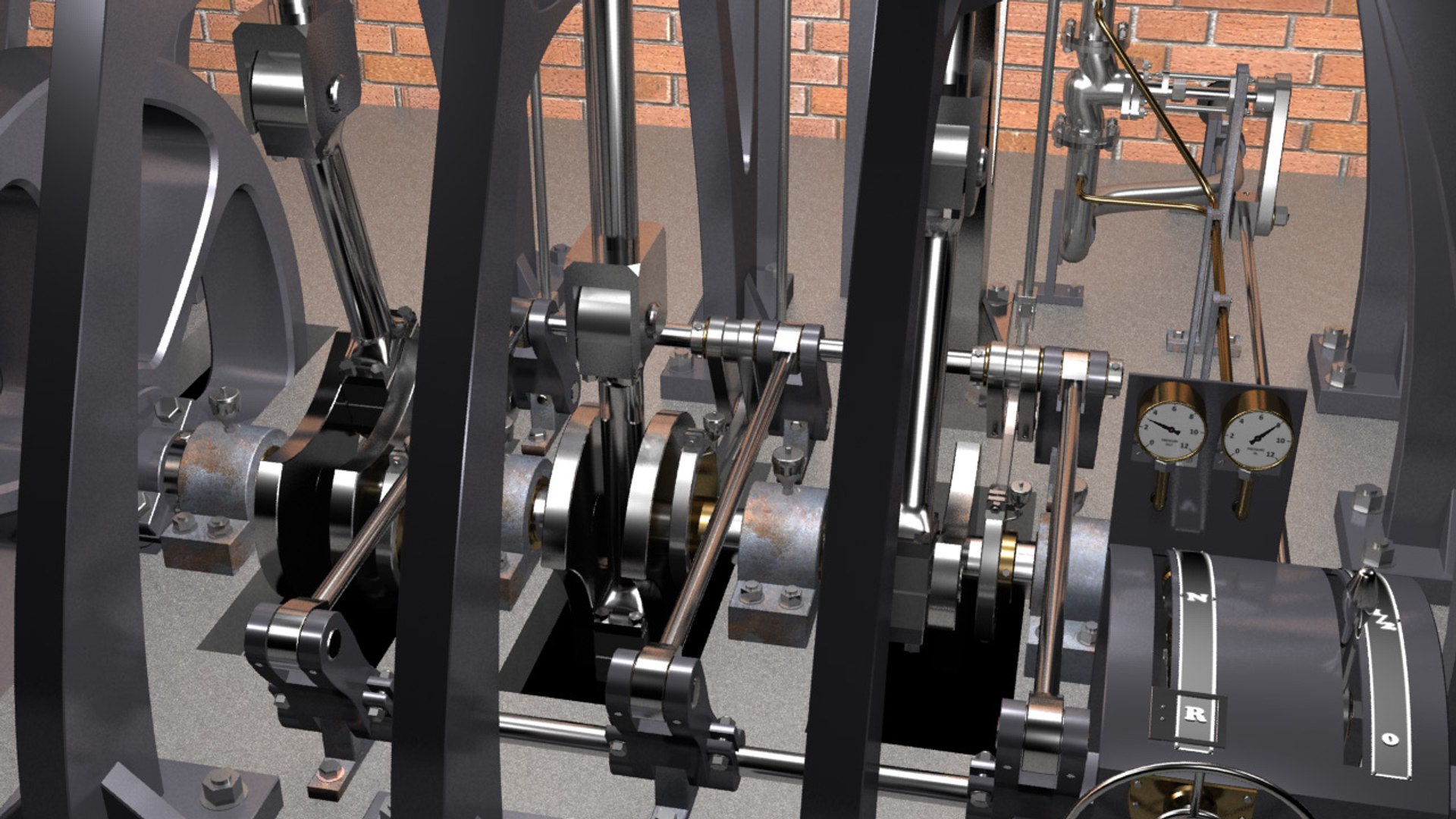 3dsmax piston steam engine