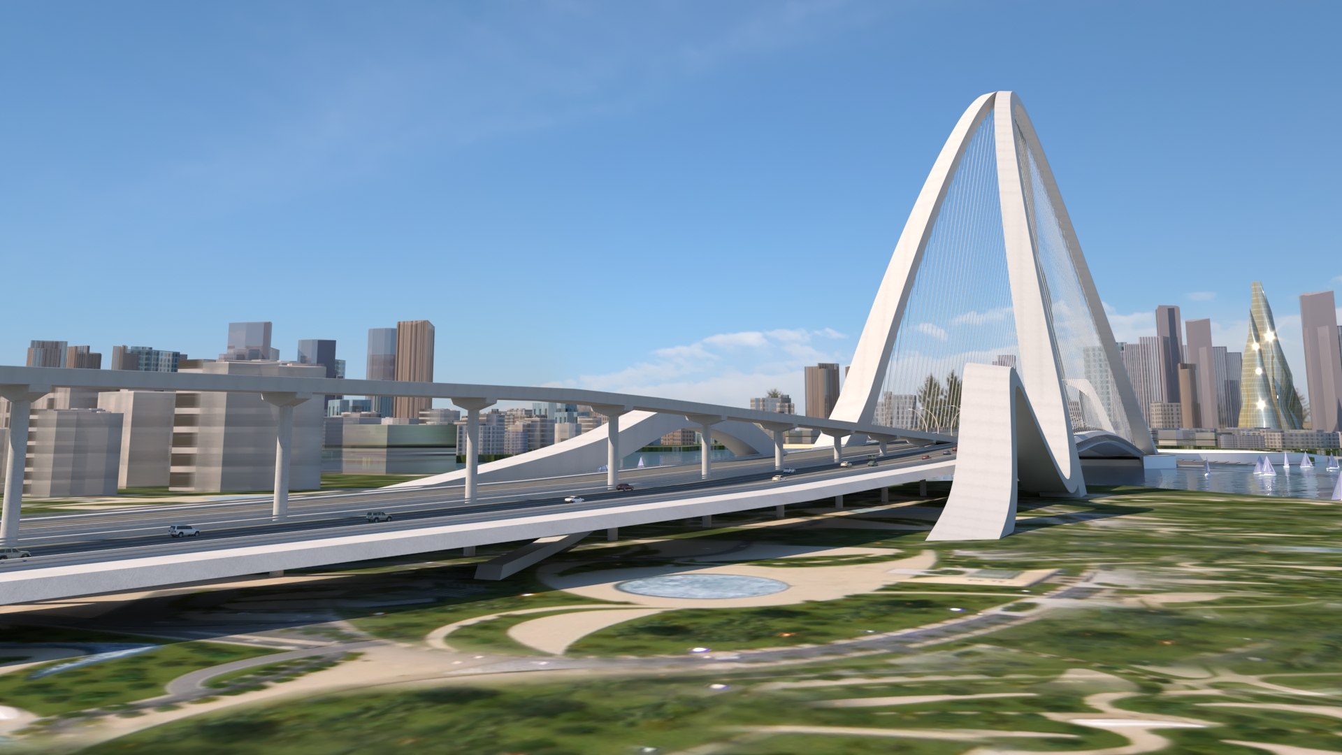3D Model Dubai Bridge - TurboSquid 1713420