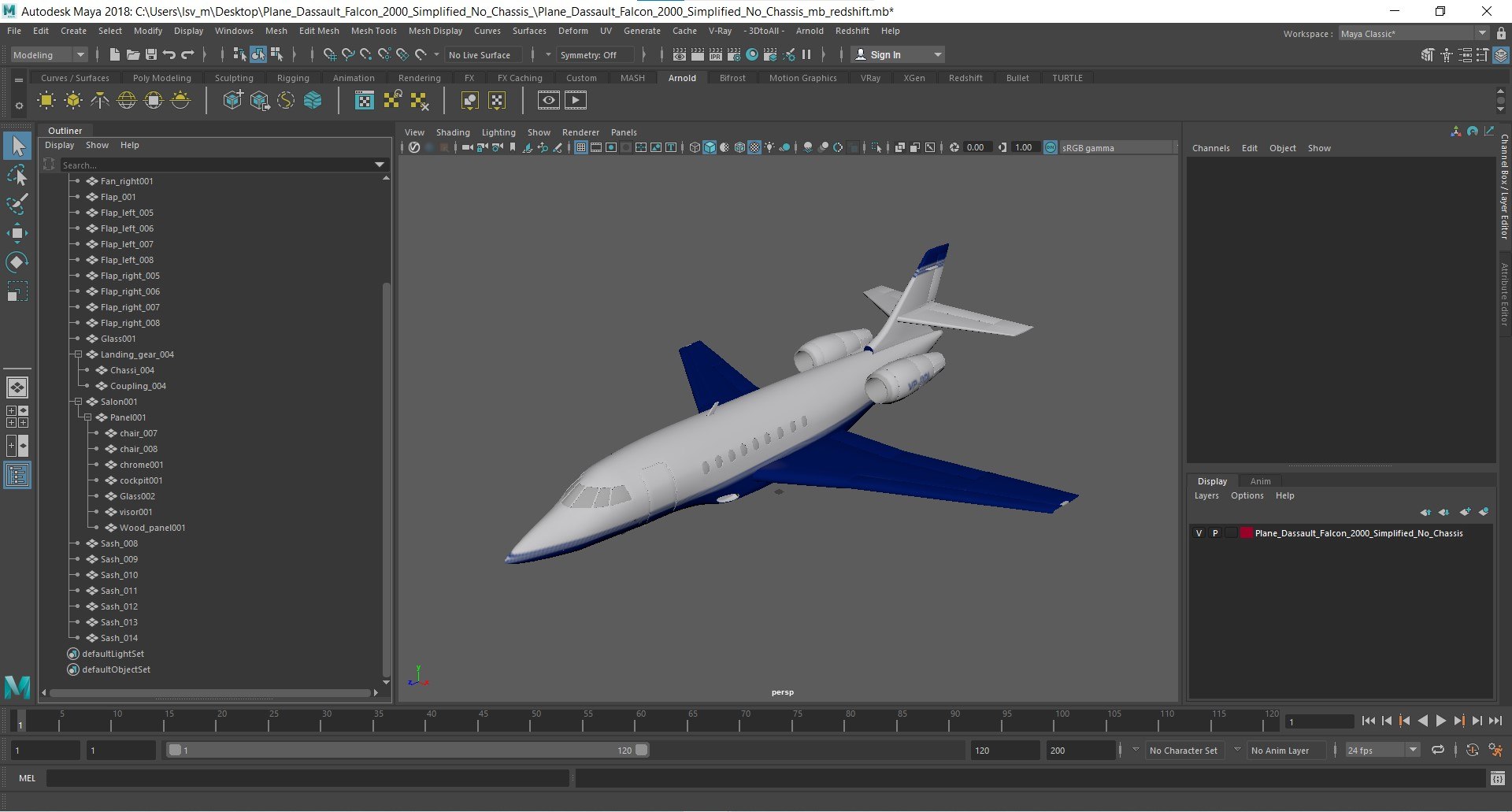 Plane Dassault Falcon 2000 Simplified No Chassis 3D - TurboSquid 2384627