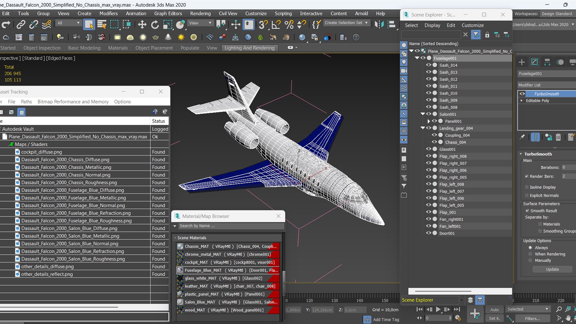 Plane Dassault Falcon 2000 Simplified No Chassis 3D - TurboSquid 2384627