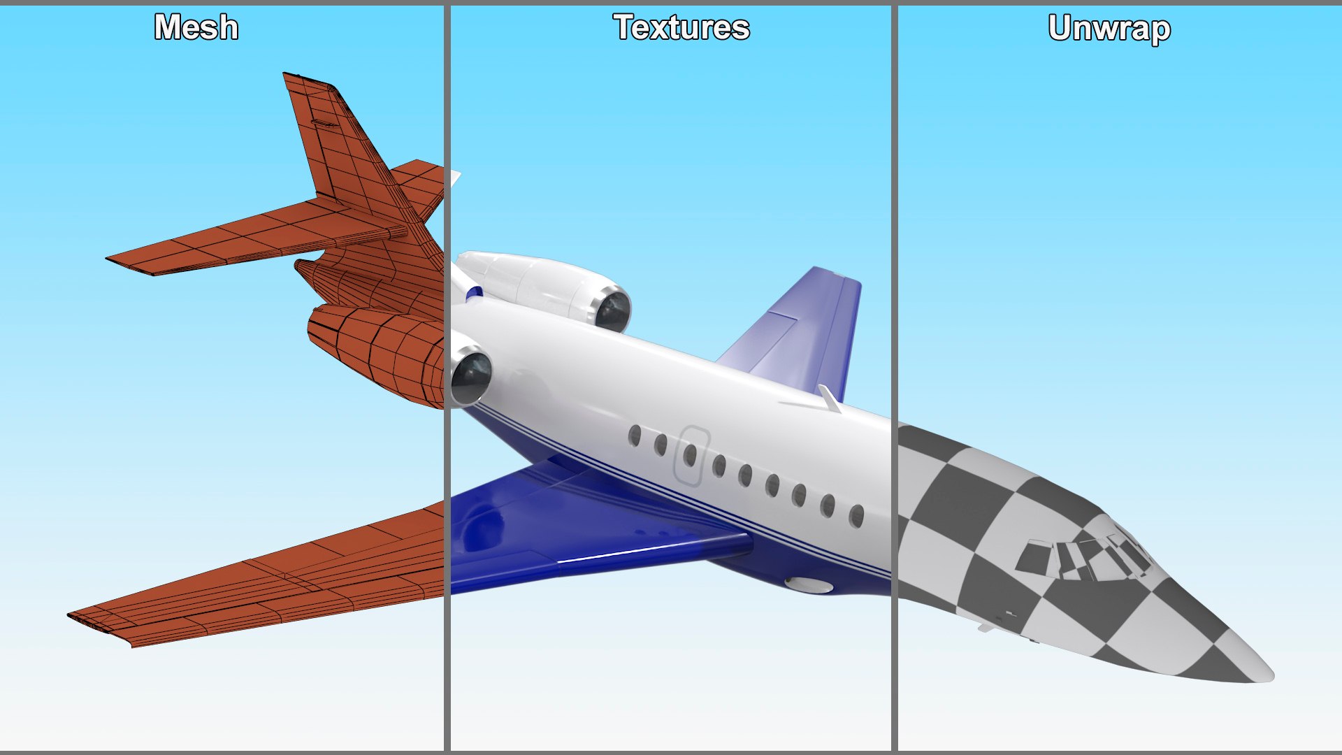 Plane Dassault Falcon 2000 Simplified No Chassis 3D - TurboSquid 2384627