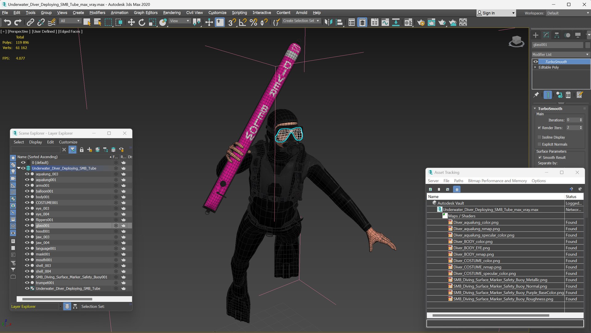 Underwater Diver Deploying SMB Tube 3D Model - TurboSquid 2416555