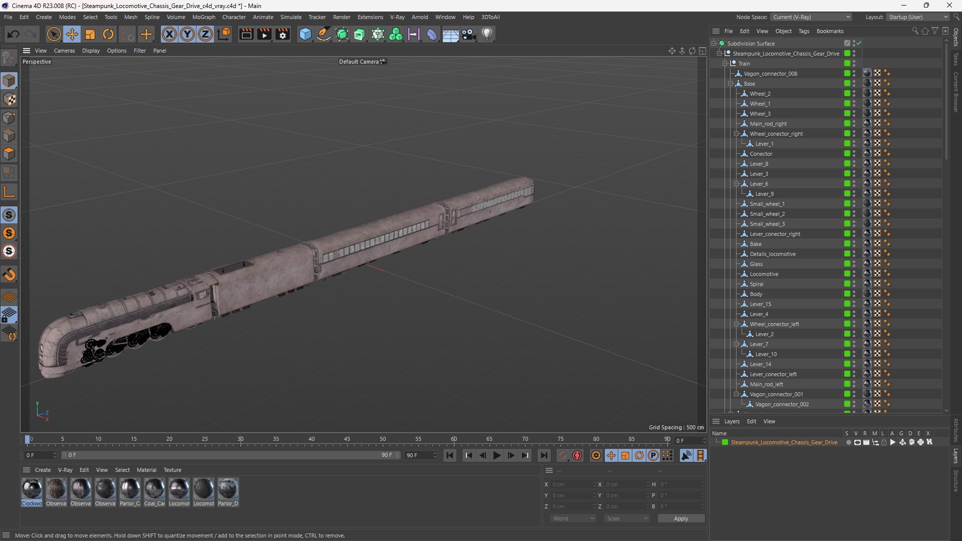Steampunk Locomotive Chassis Gear Drive 3D Model - TurboSquid 2426063