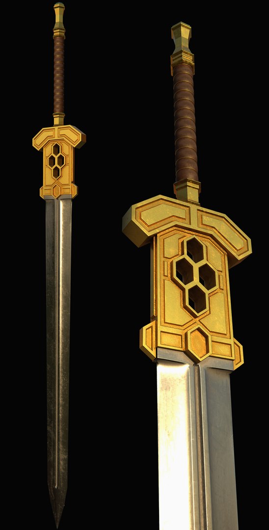 3d Gold Dwarven Greatsword