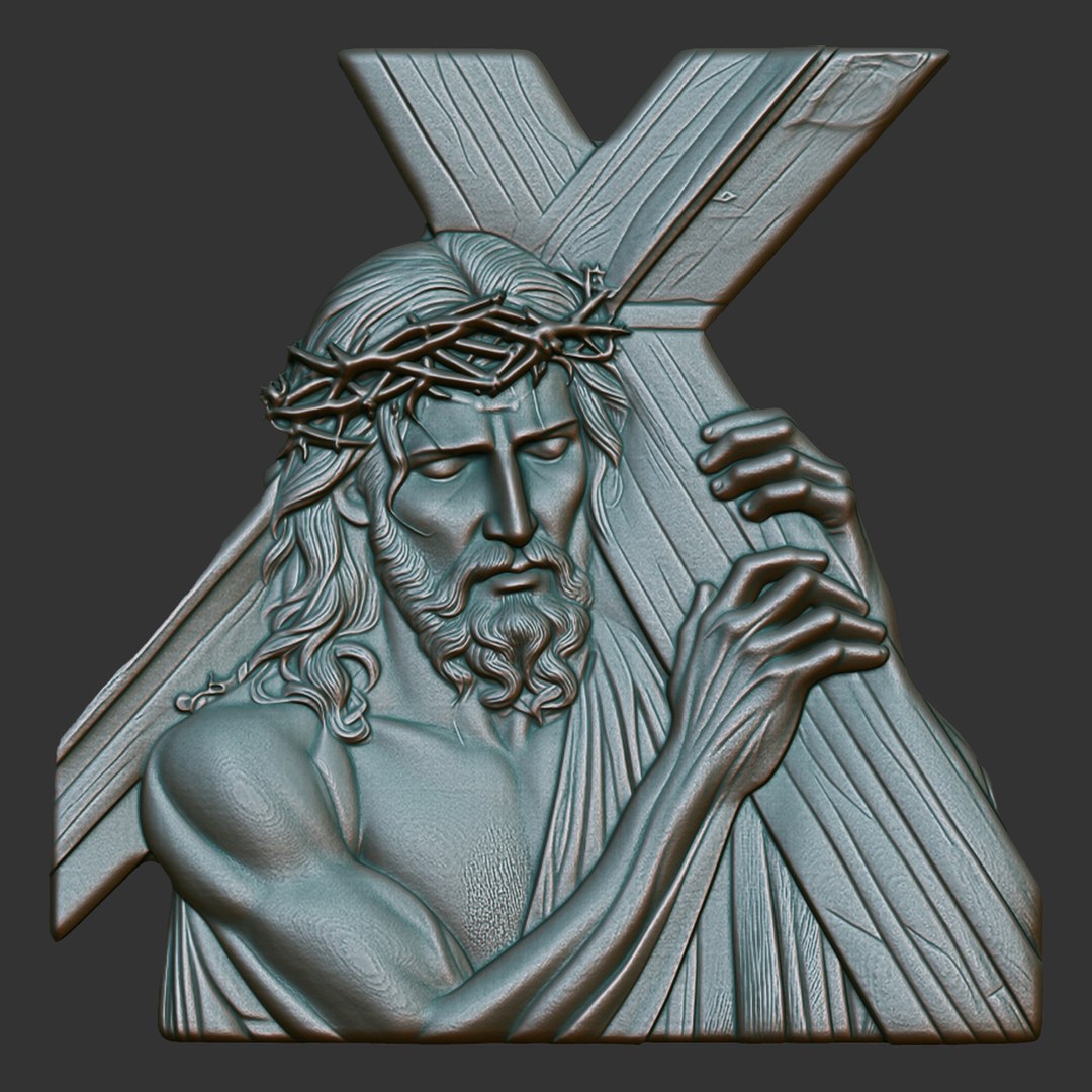 3D Jesus Carrying The Cross Basrelief 08 240608 - TurboSquid 2369415