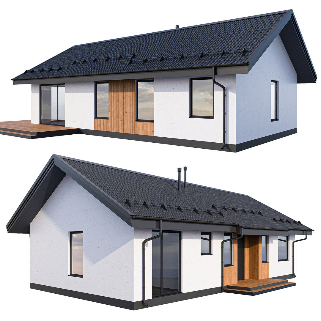Modern One-storey House With A Terrace Model - TurboSquid 2171955