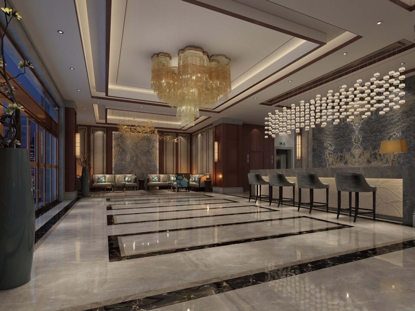 The Hotel Lobby 6 3D Model - TurboSquid 2276643