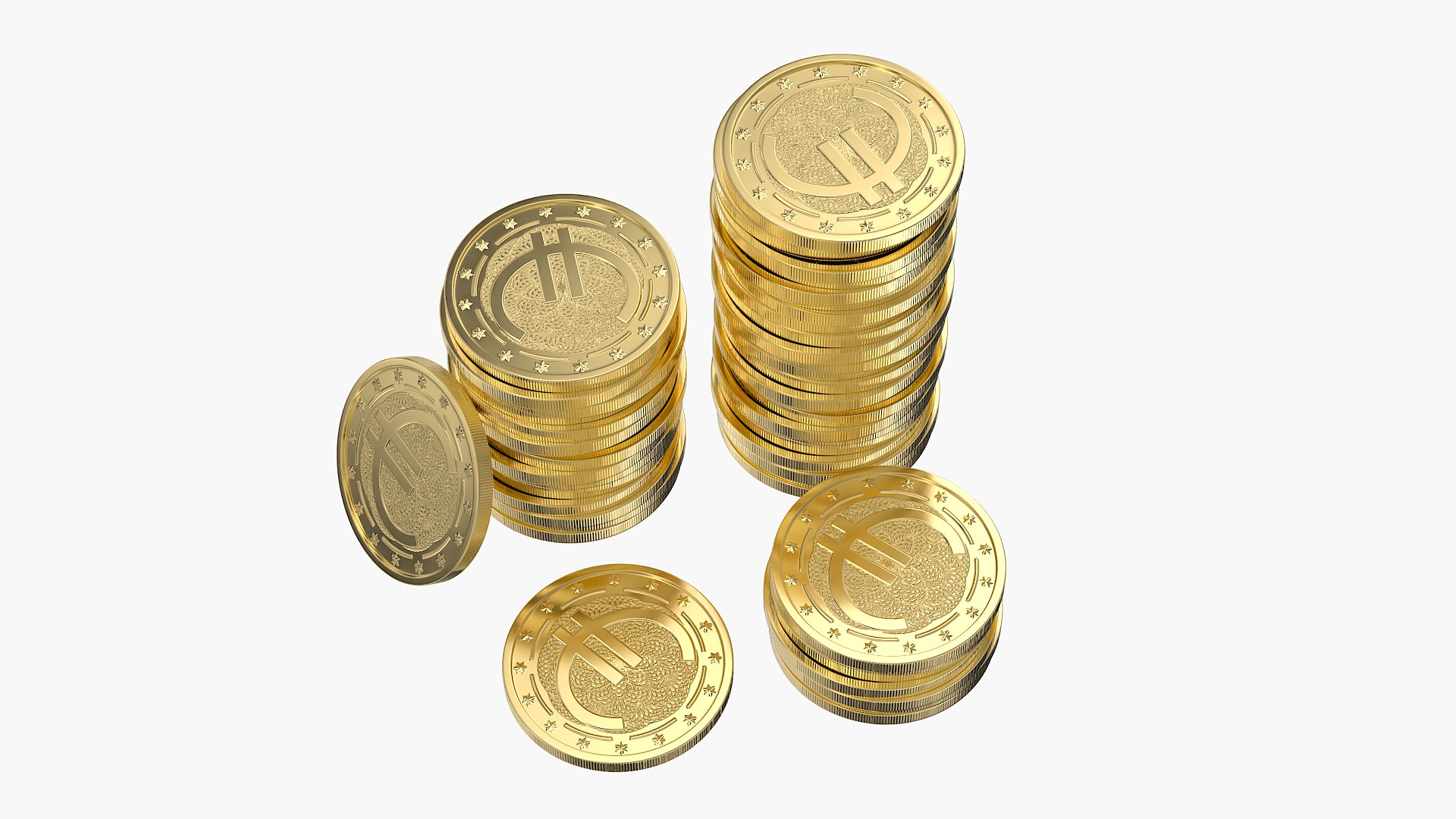 3D Dollar Gold Coin Stack 2 - TurboSquid 2275500