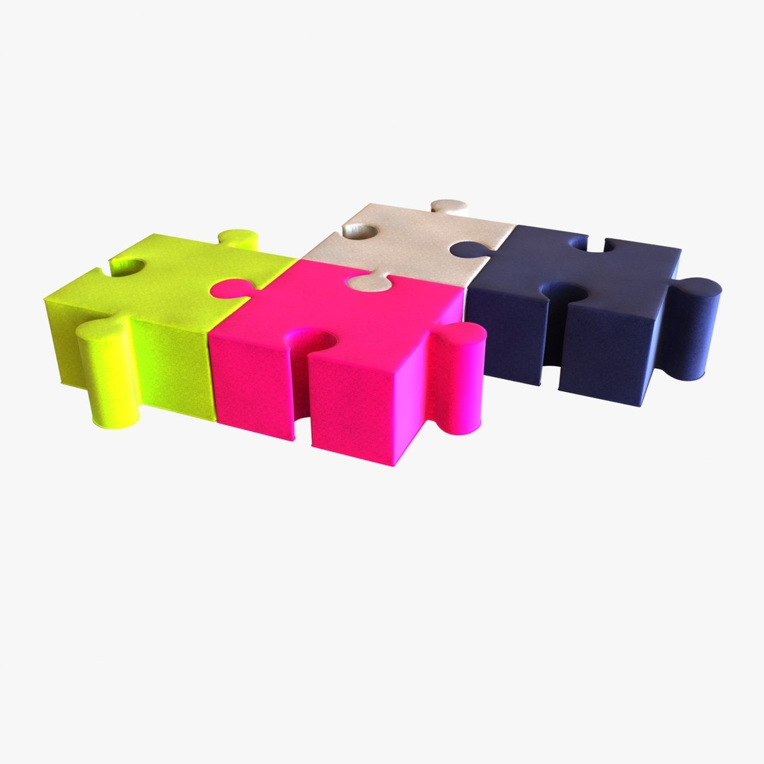 3d Kids Buzzi Puzzle Poufs Model