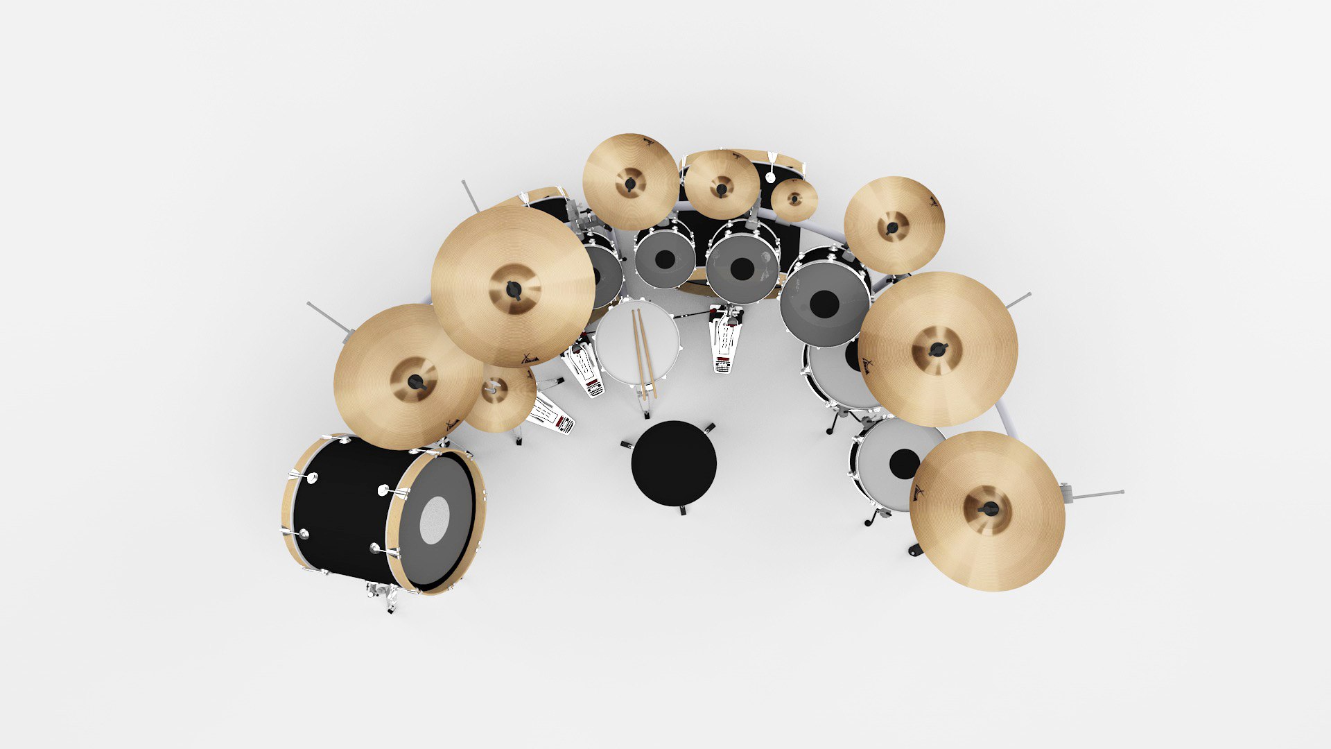 Highly Detailed Stage Drumset Model - TurboSquid 1972048