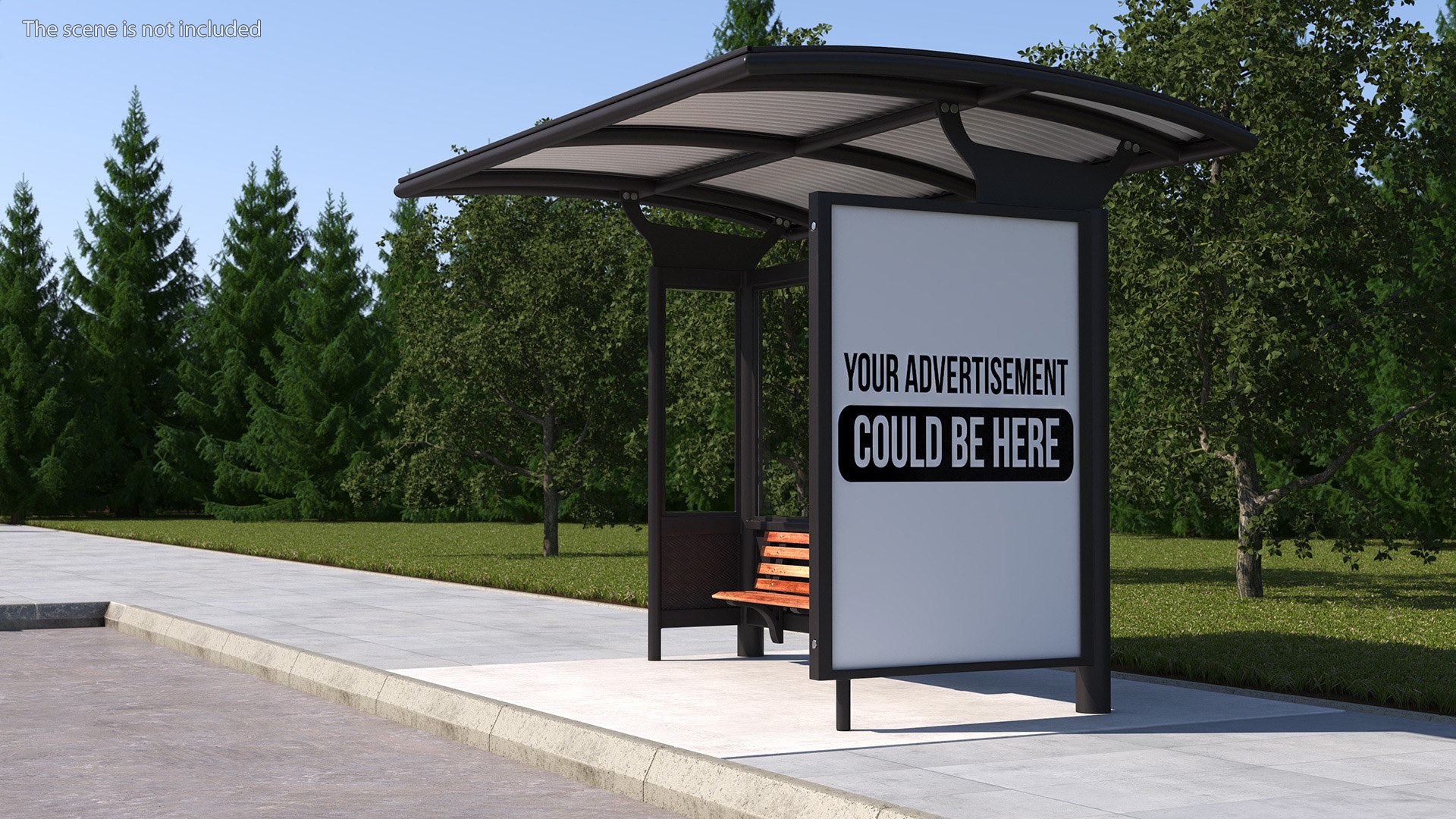 Bus Stop With Advertisement Board Black New Model - TurboSquid 2166917