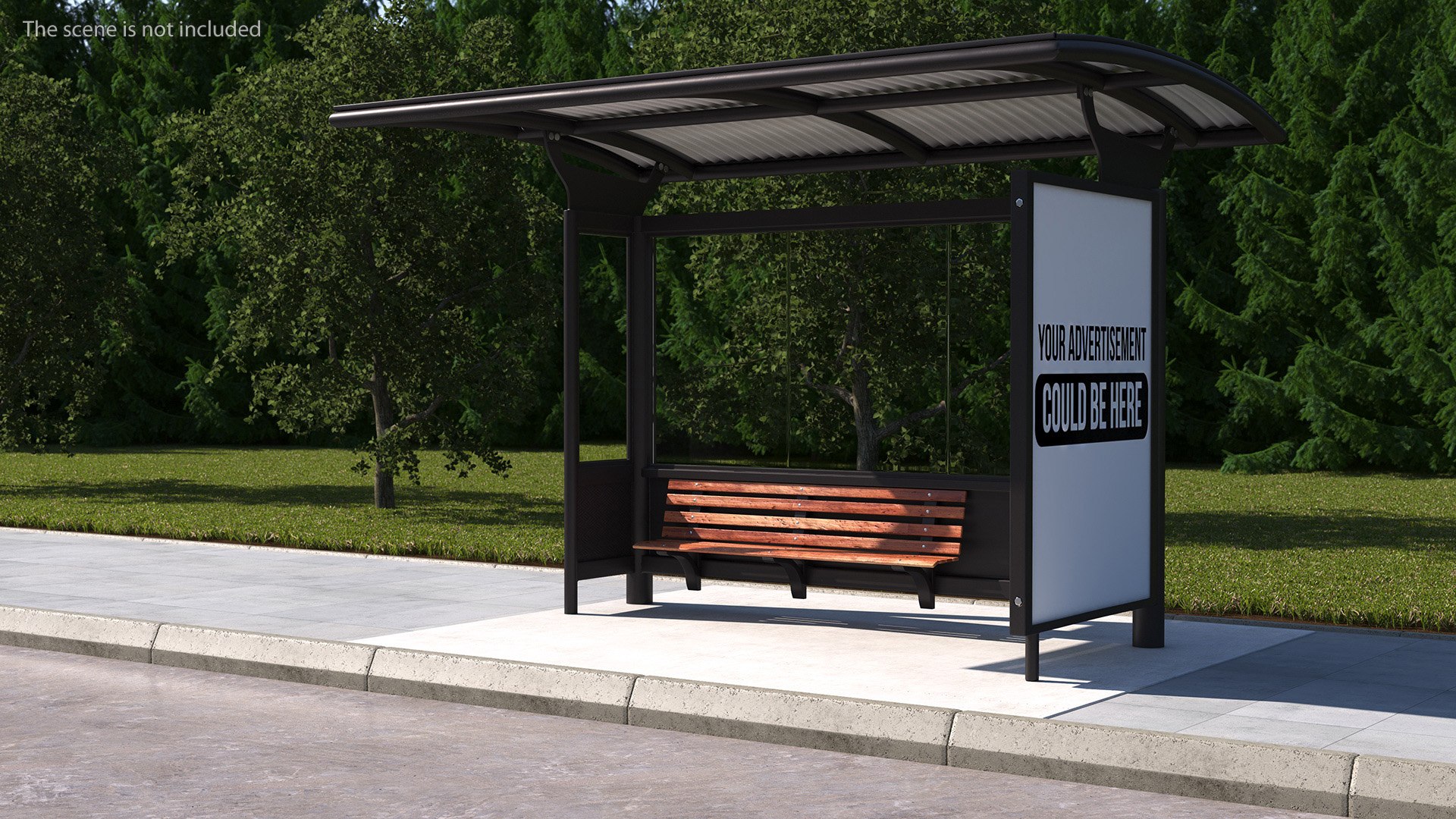 Bus Stop With Advertisement Board Black New Model - TurboSquid 2166917