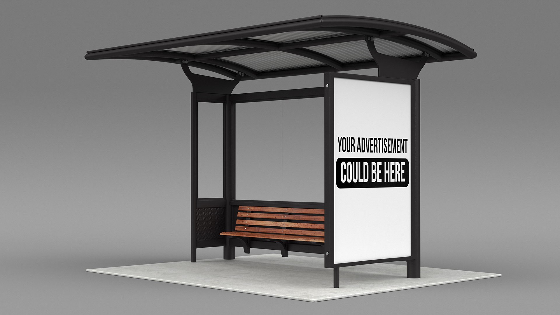 Bus Stop With Advertisement Board Black New Model - TurboSquid 2166917