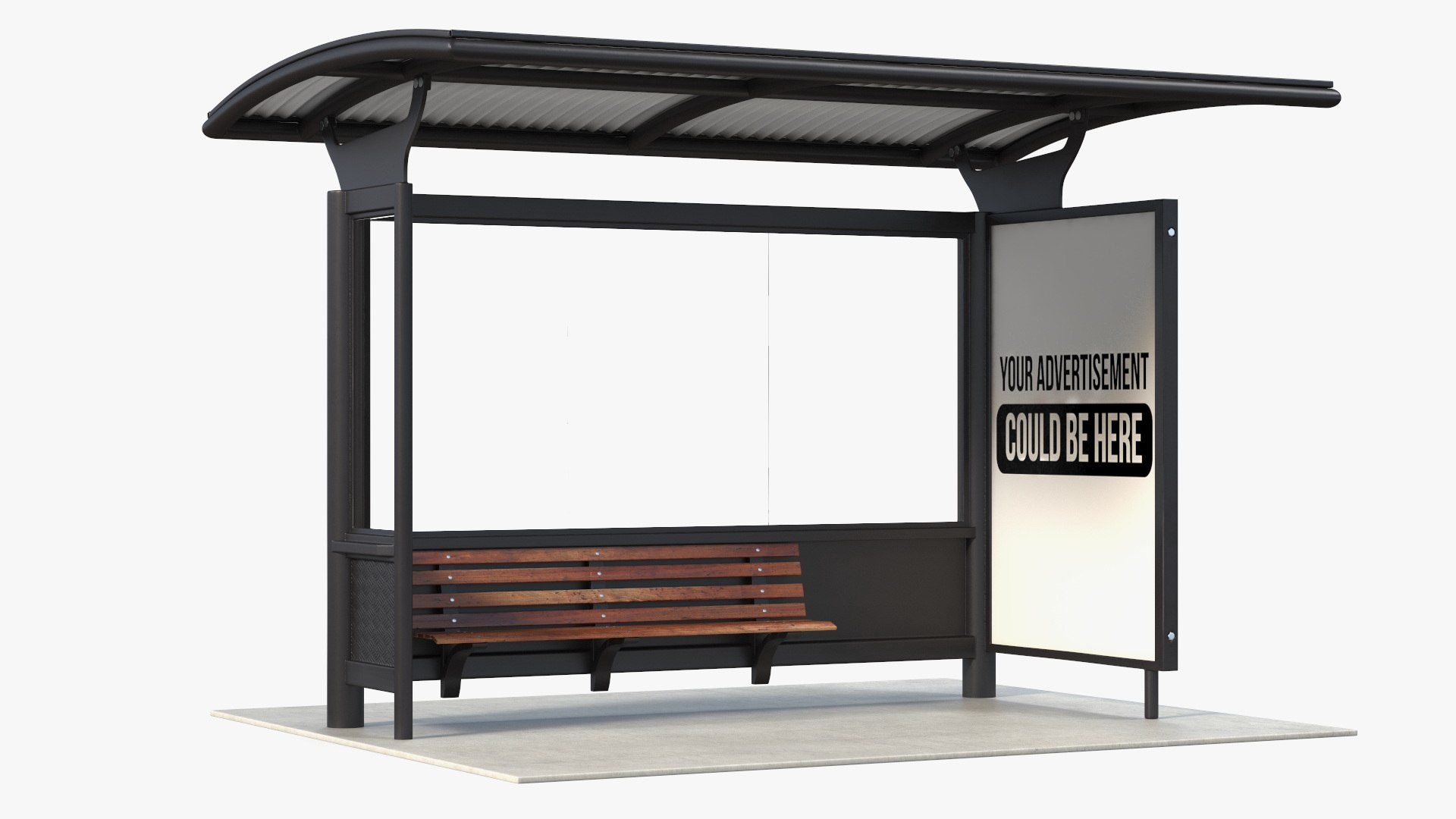 Bus Stop With Advertisement Board Black New Model - TurboSquid 2166917