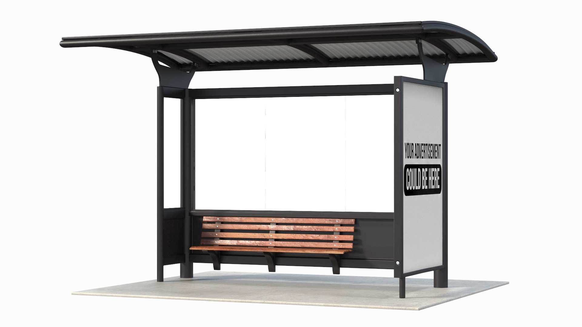 Bus Stop With Advertisement Board Black New Model - TurboSquid 2166917