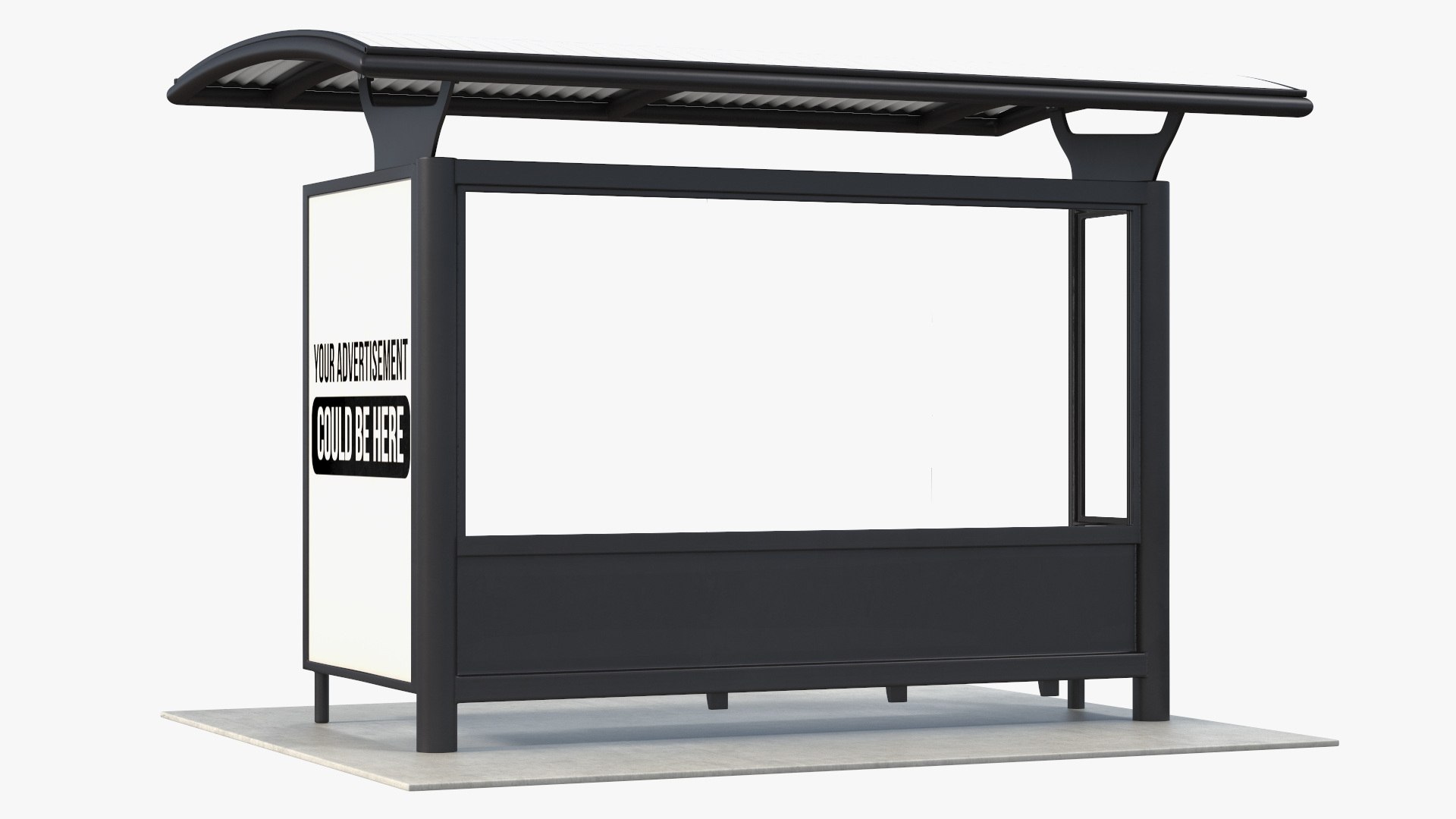 Bus Stop With Advertisement Board Black New Model - TurboSquid 2166917