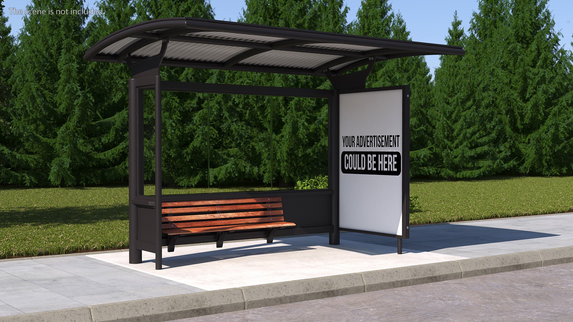 Bus Stop With Advertisement Board Black New Model - TurboSquid 2166917