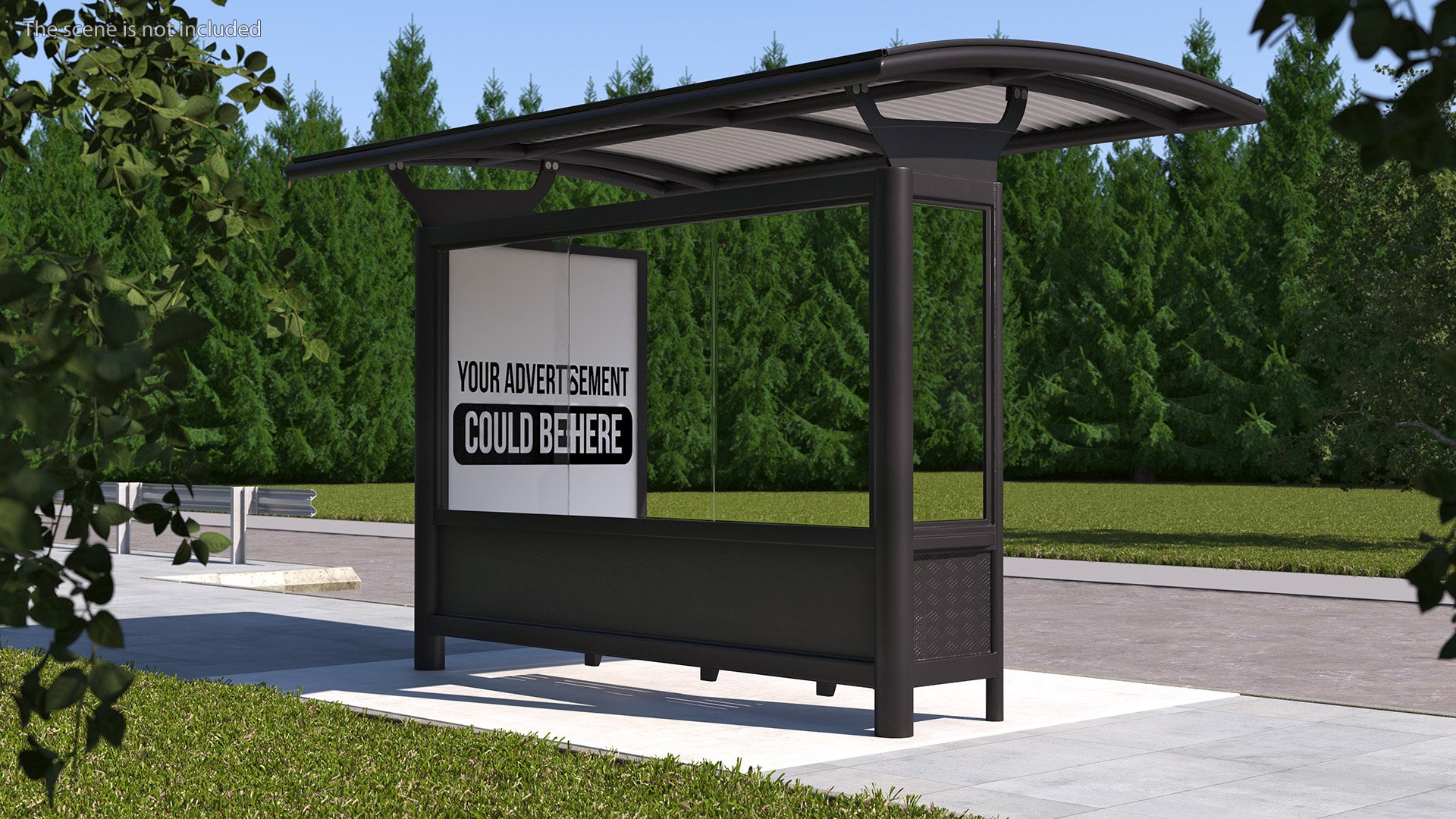 Bus Stop With Advertisement Board Black New Model - TurboSquid 2166917