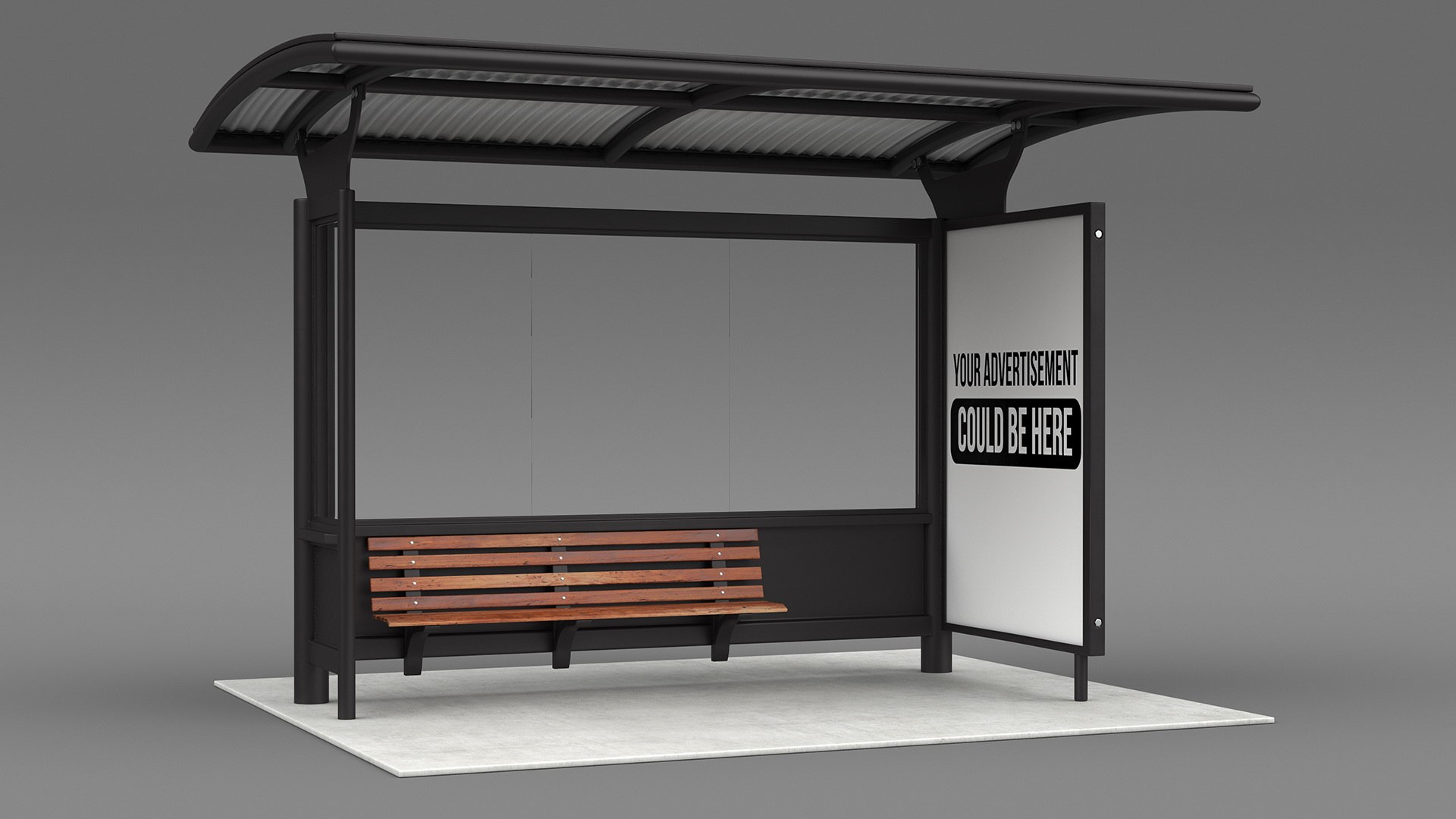 Bus Stop With Advertisement Board Black New Model - TurboSquid 2166917