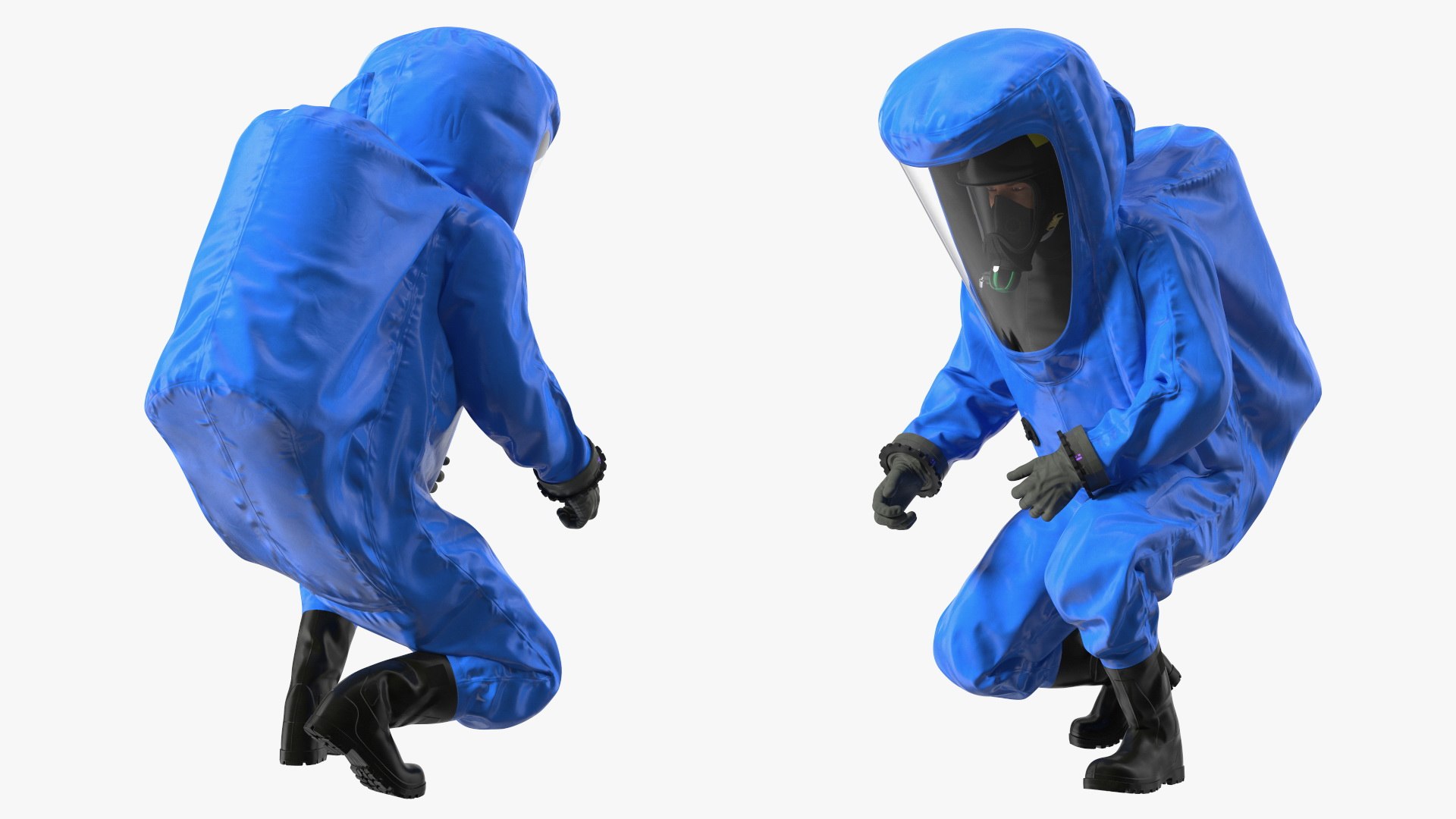 Fully Encapsulating Chemical Protection Suit Squat Pose 3D model ...