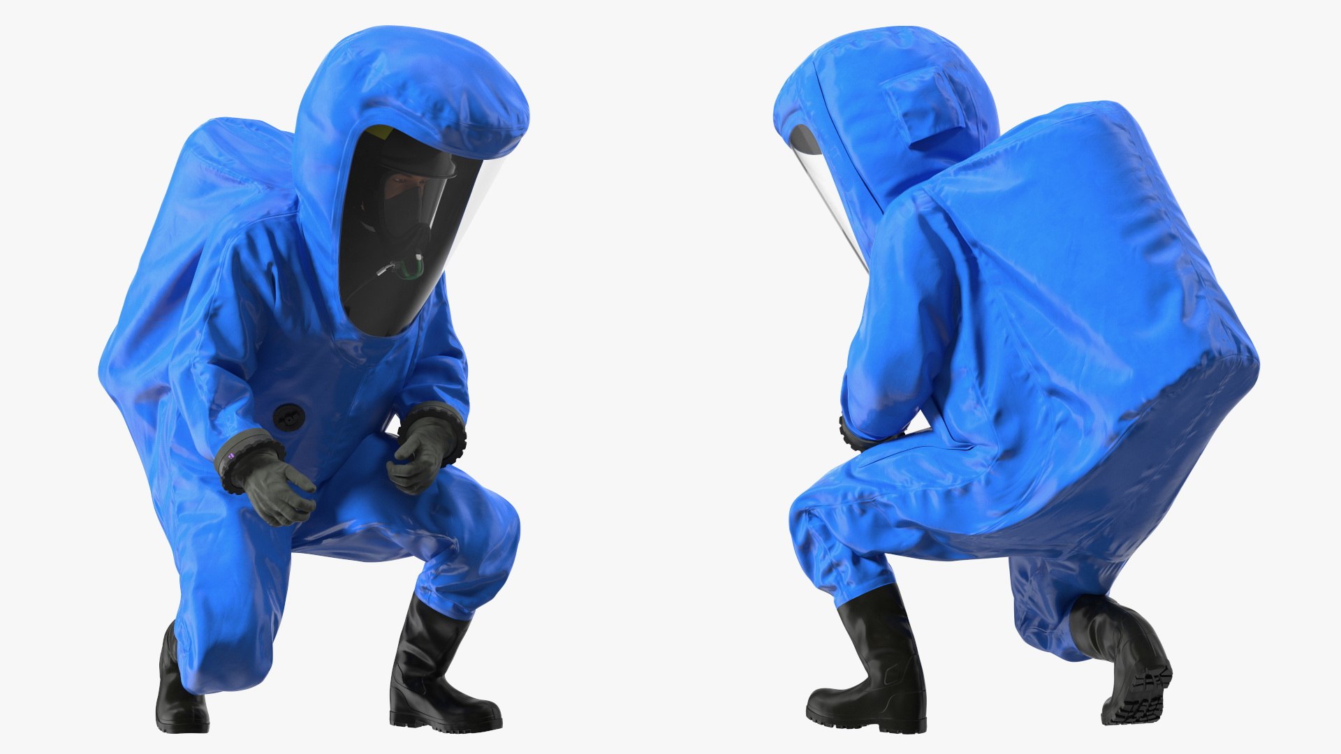 Fully Encapsulating Chemical Protection Suit Squat Pose 3D model ...