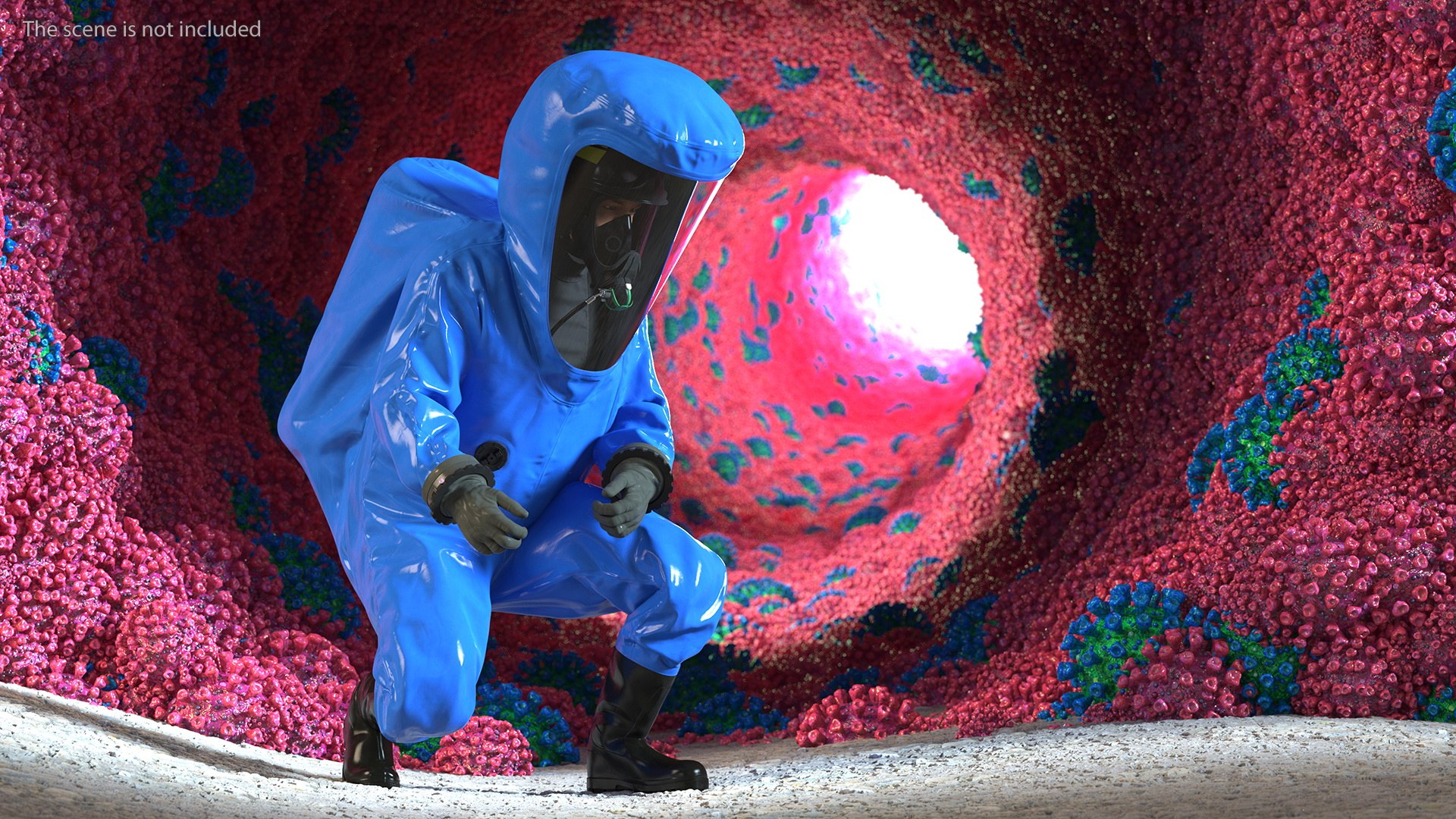 Fully Encapsulating Chemical Protection Suit Squat Pose 3D model ...